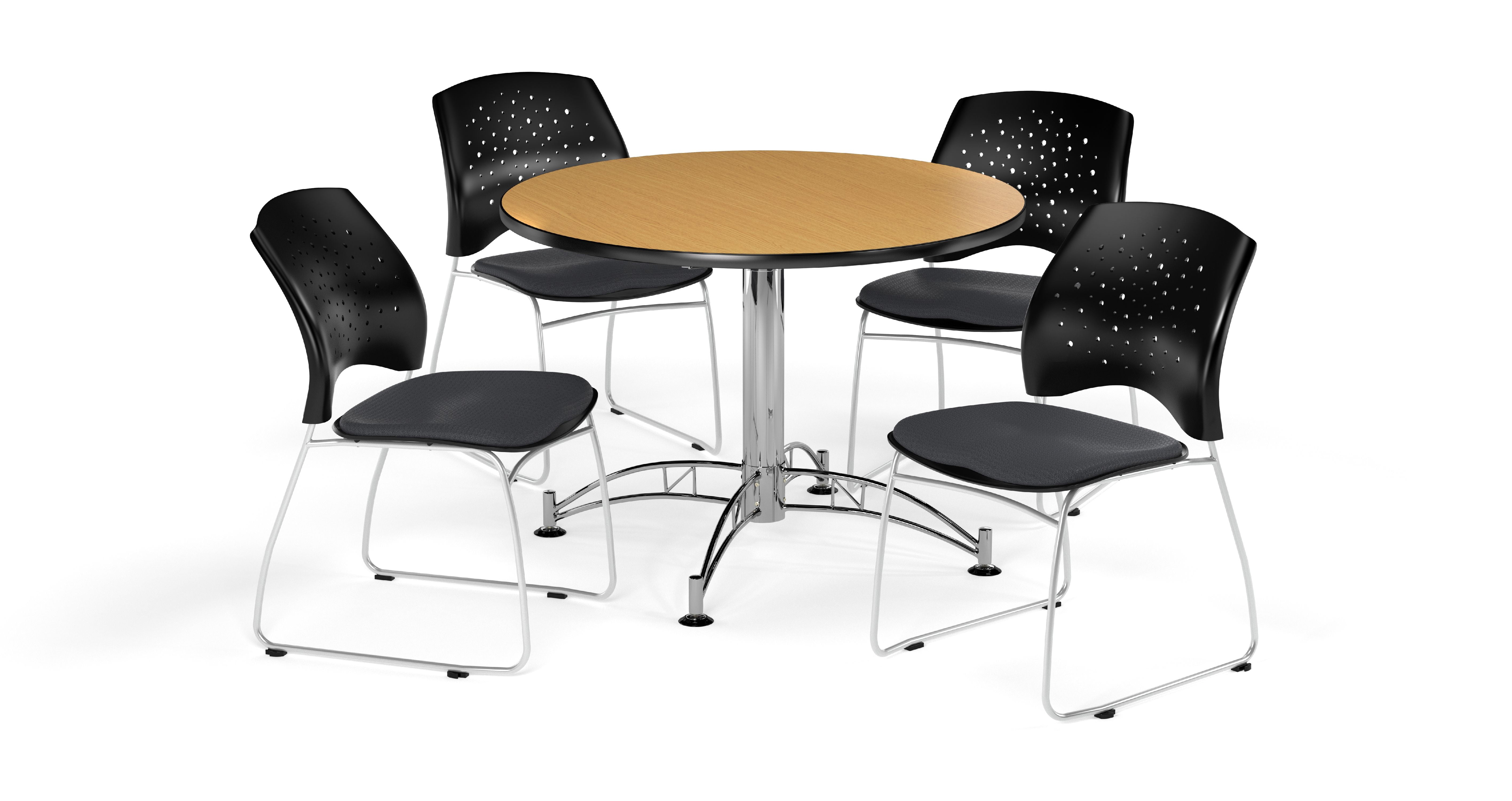 OFM Multi-Use Break Room Package, 42" Round Table with Stars Stack ...