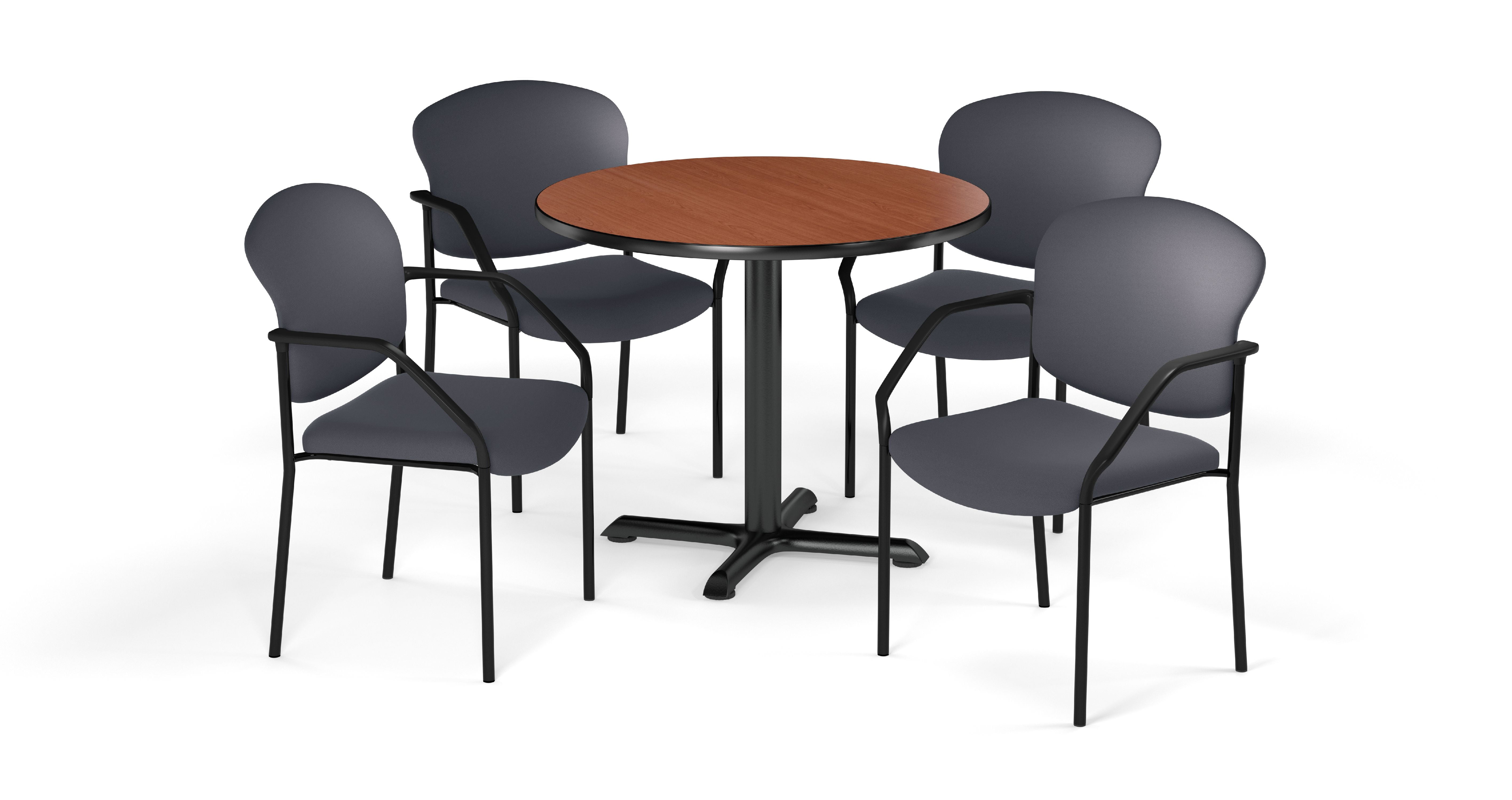 OFM Multi-Use Break Room Package, 42" Round Table with Fabric Guest ...