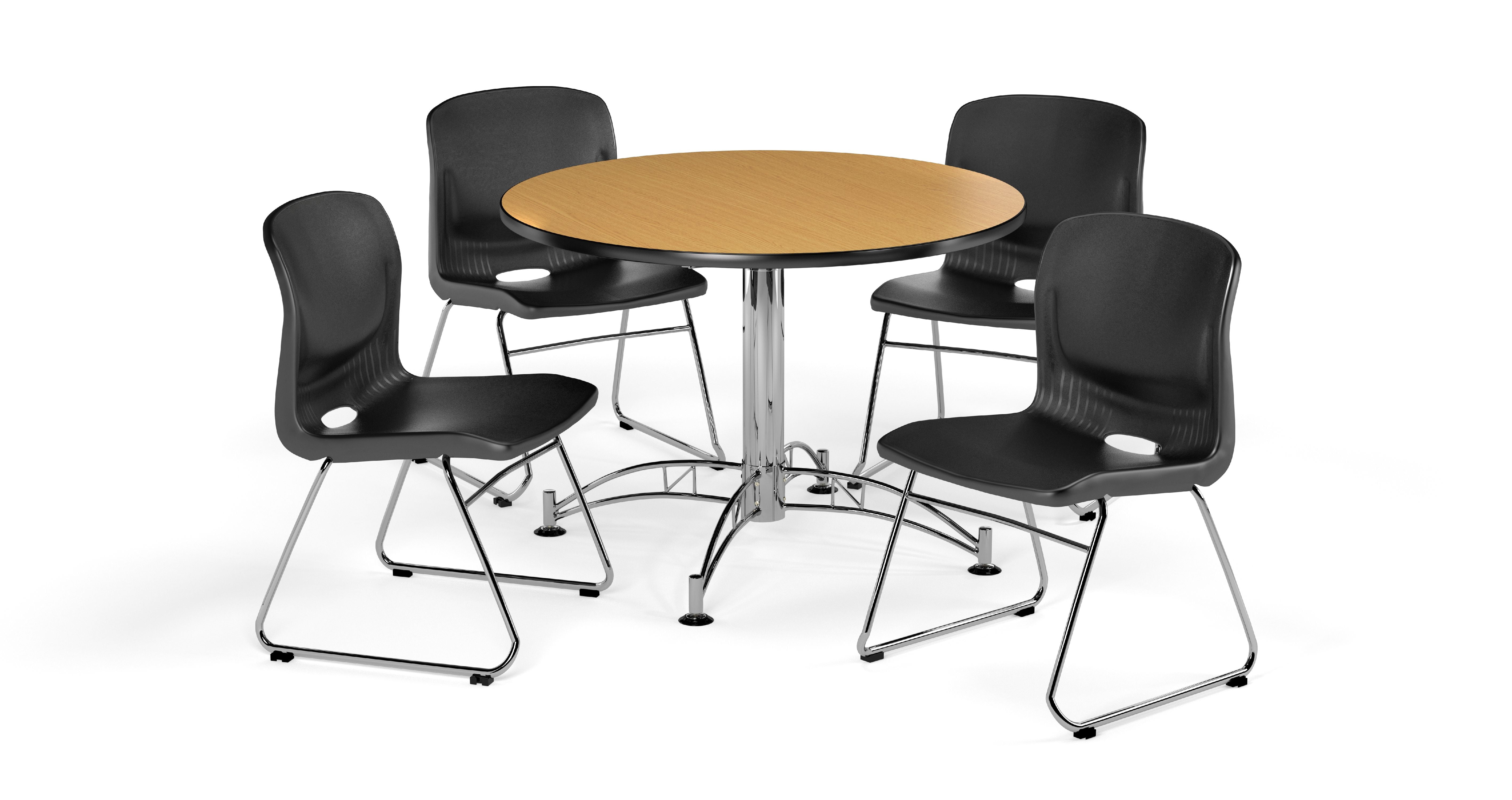 OFM Multi-Use Break Room Package, 42" Round Table with Plastic Stack ...