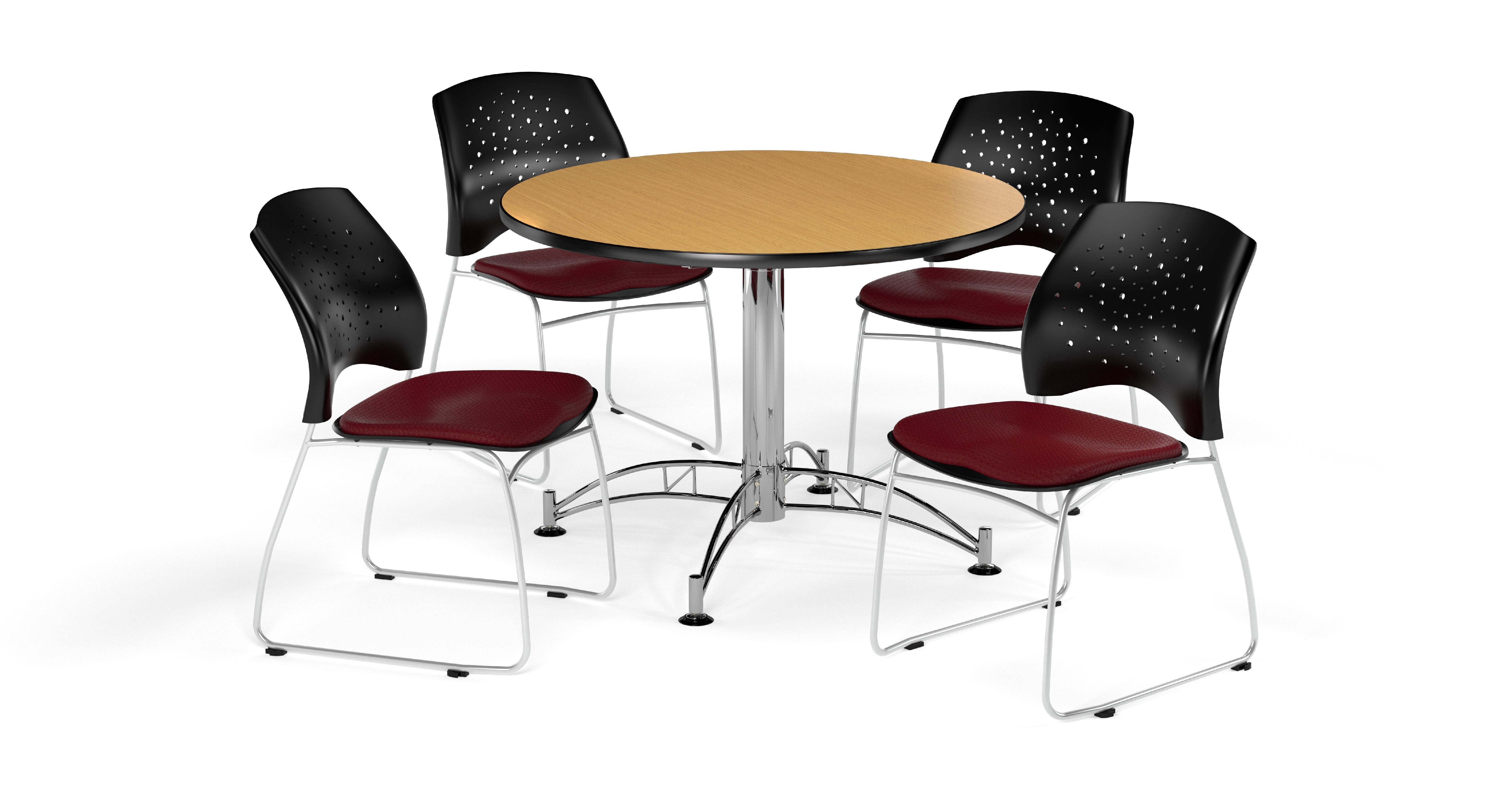 OFM Multi-Use Break Room Package, 42" Round Table with Stars Stack ...