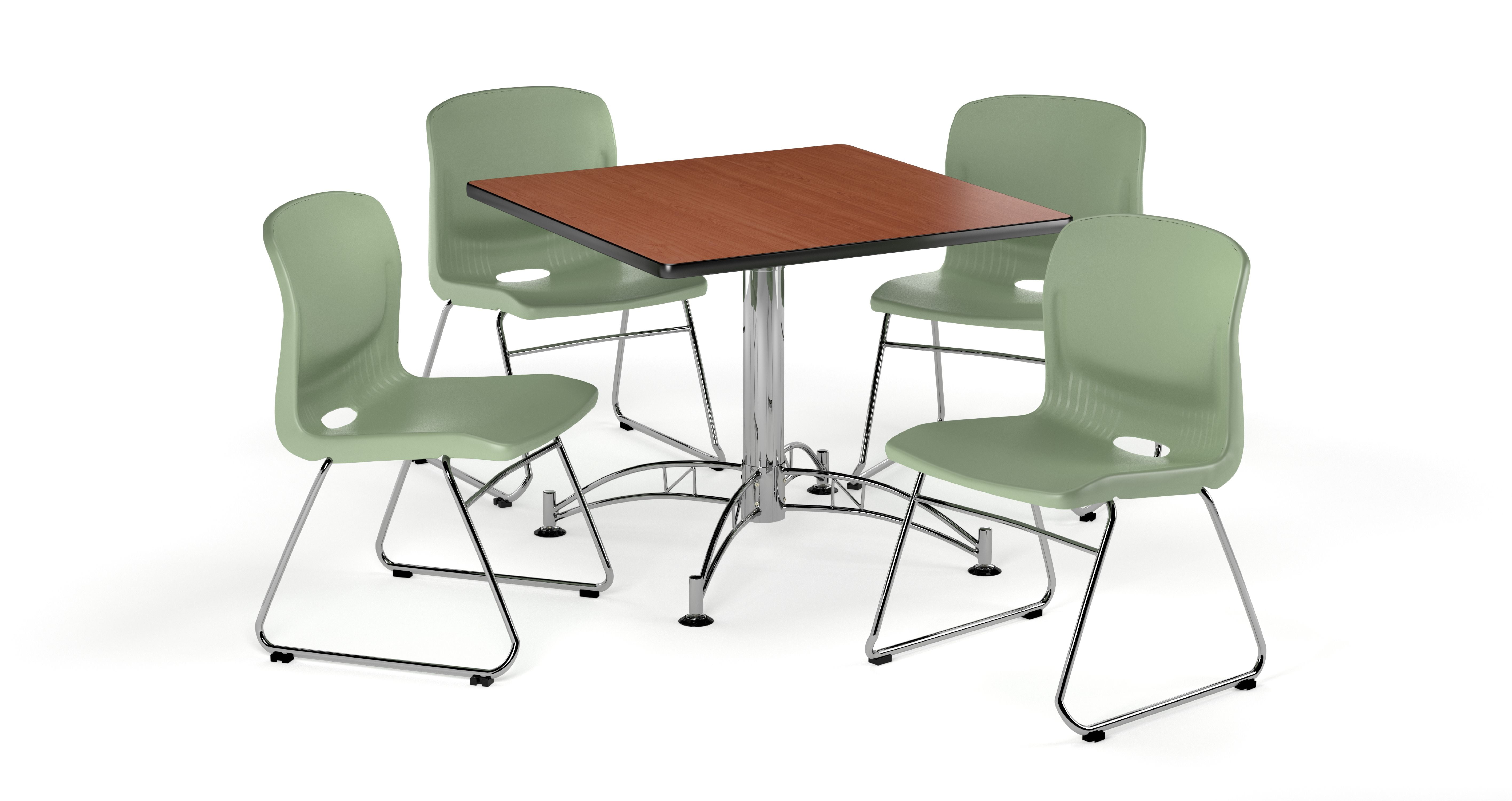 OFM Multi-Use Break Room Package, 42" Square Table with Plastic Stack ...