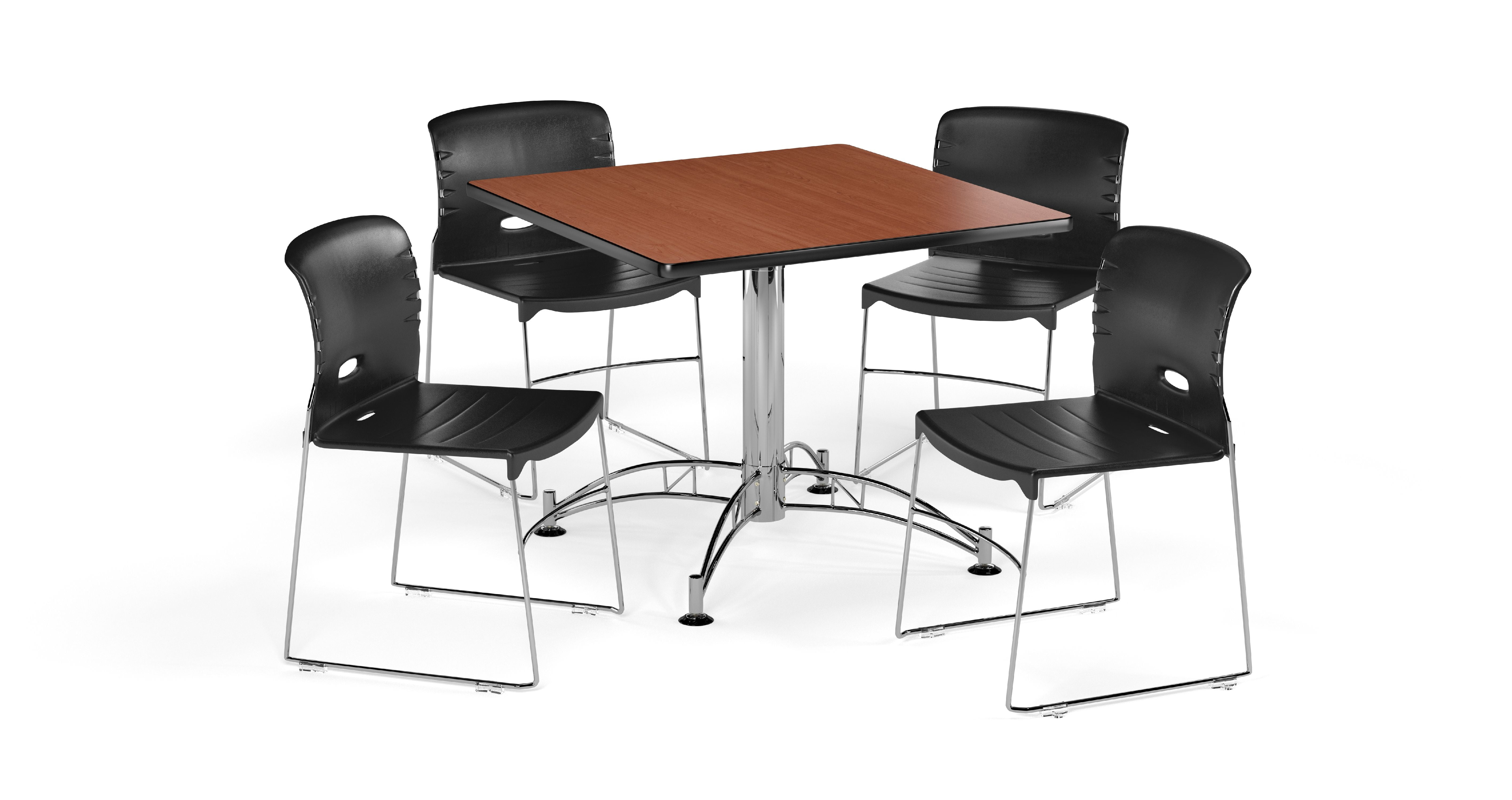 OFM Multi-Use Break Room Package, 42" Square Table with Contract Chairs ...