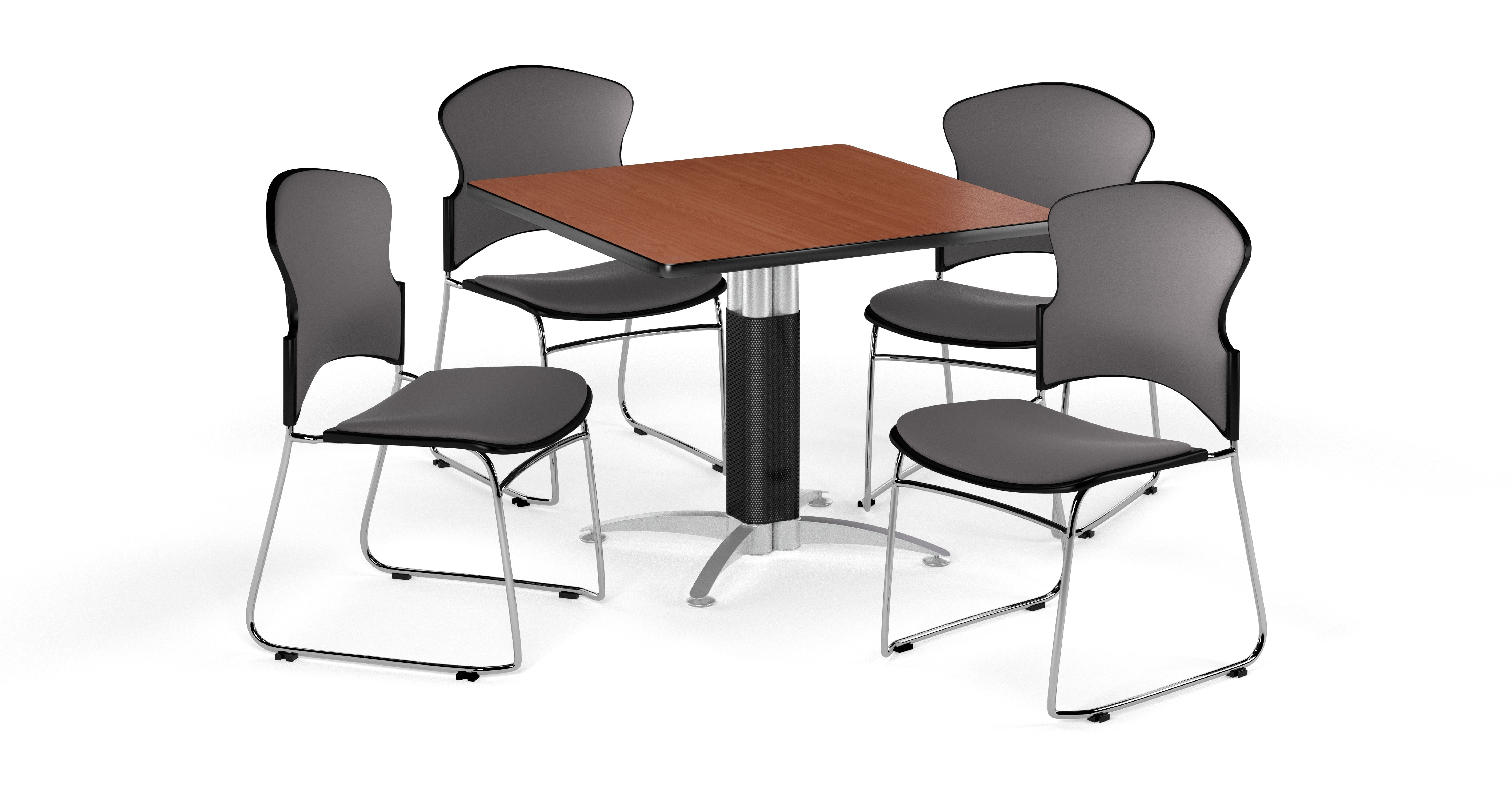 OFM Multi-Use Break Room Package, 42" Square Table with Fabric Stack ...