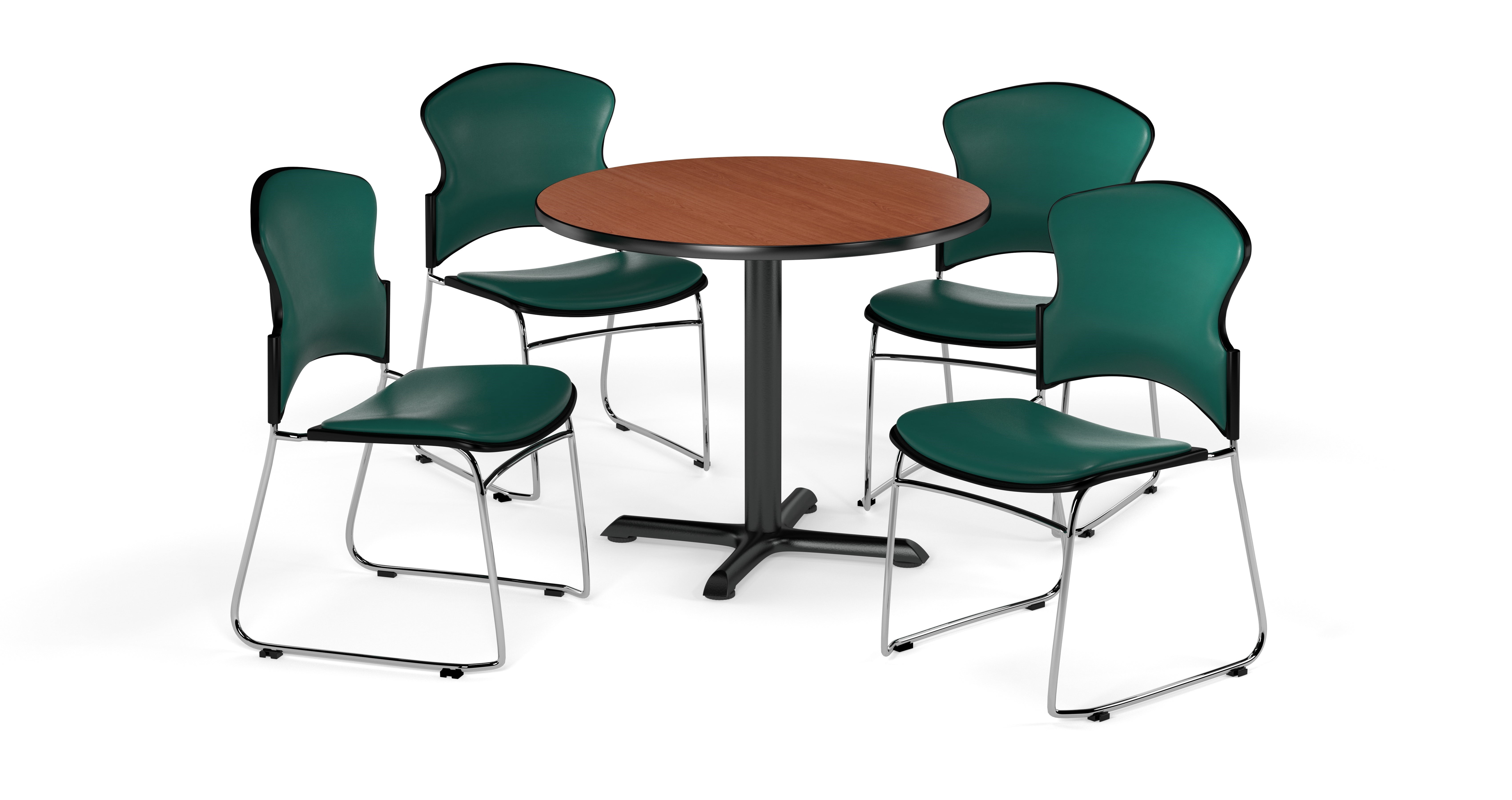 OFM Multi-Use Break Room Package, 42" Round Table with Vinyl Stack ...