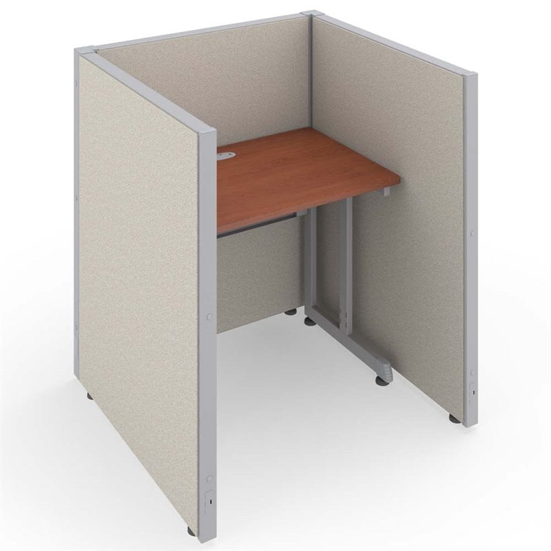 OFM RiZe 1 x 1 Privacy Workstation Unit in Gray Beige and Cherry ...