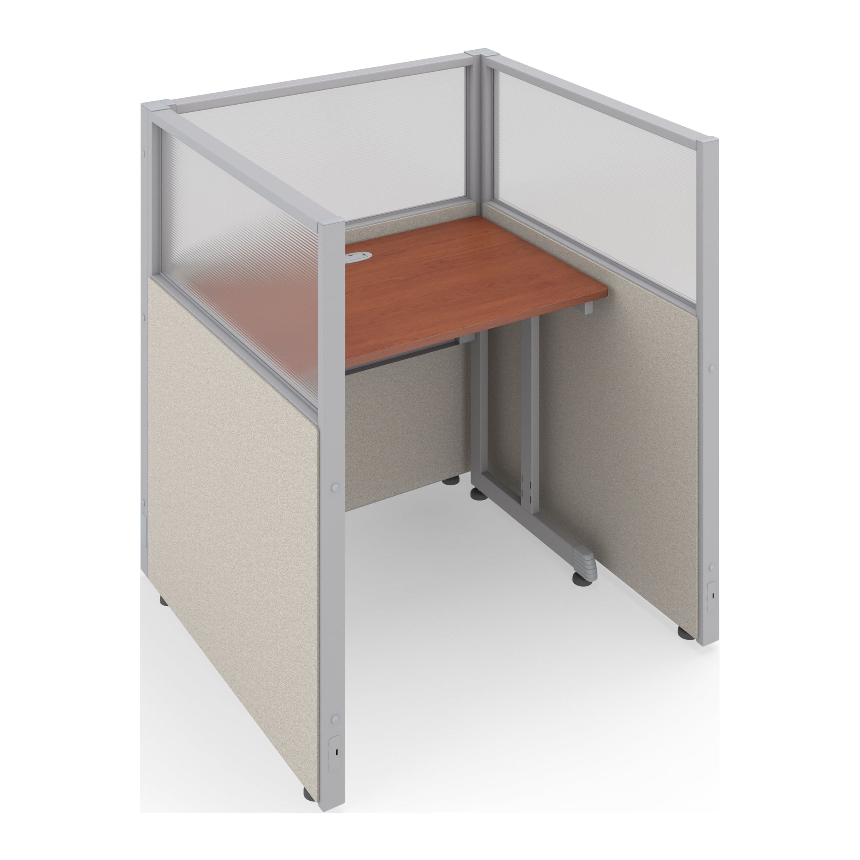OFM RiZe 1 x 1 Privacy Workstation Unit in Gray Beige and Cherry ...