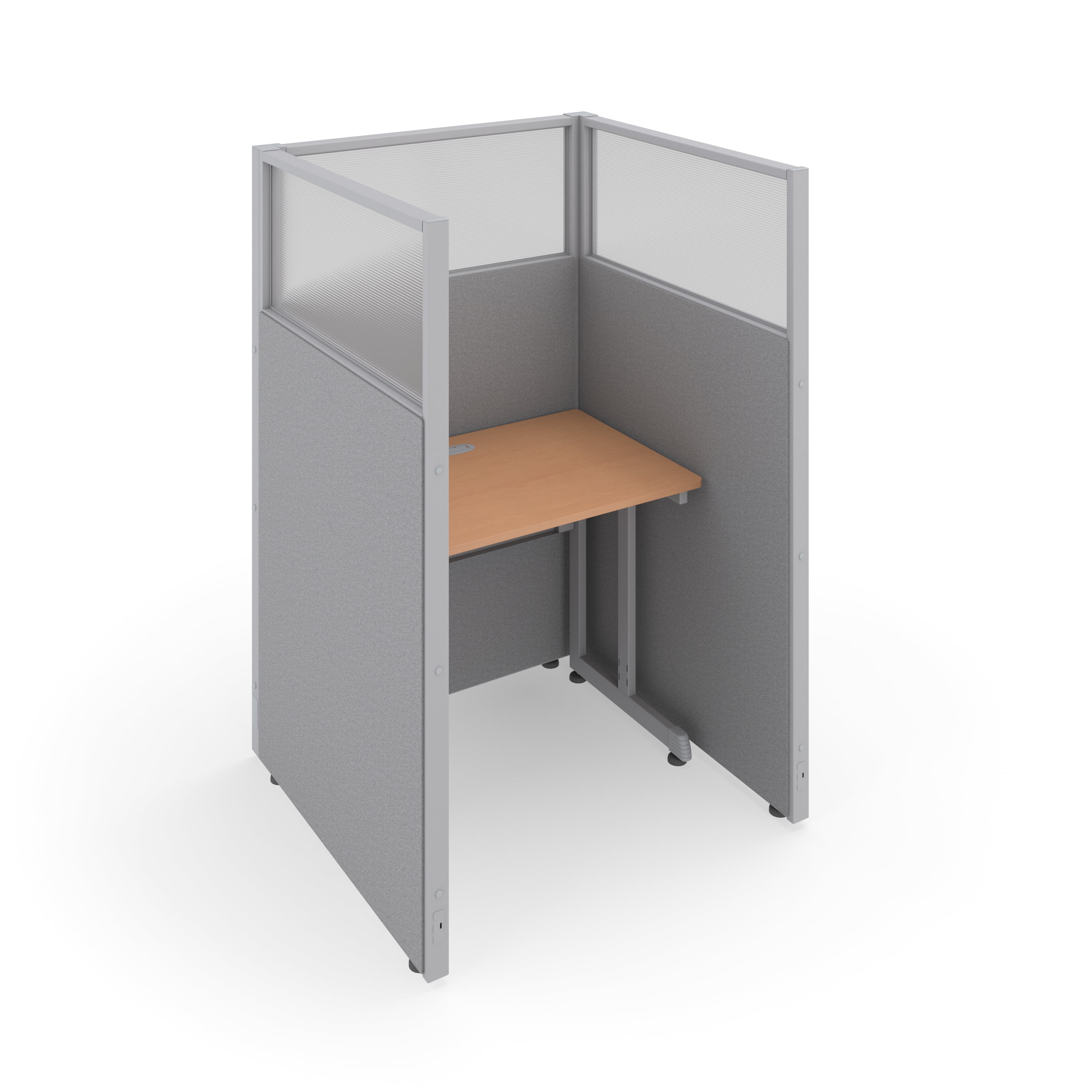 OFM RiZe 1 x 1 Privacy Workstation Unit in Gray and Maple - Walmart.com