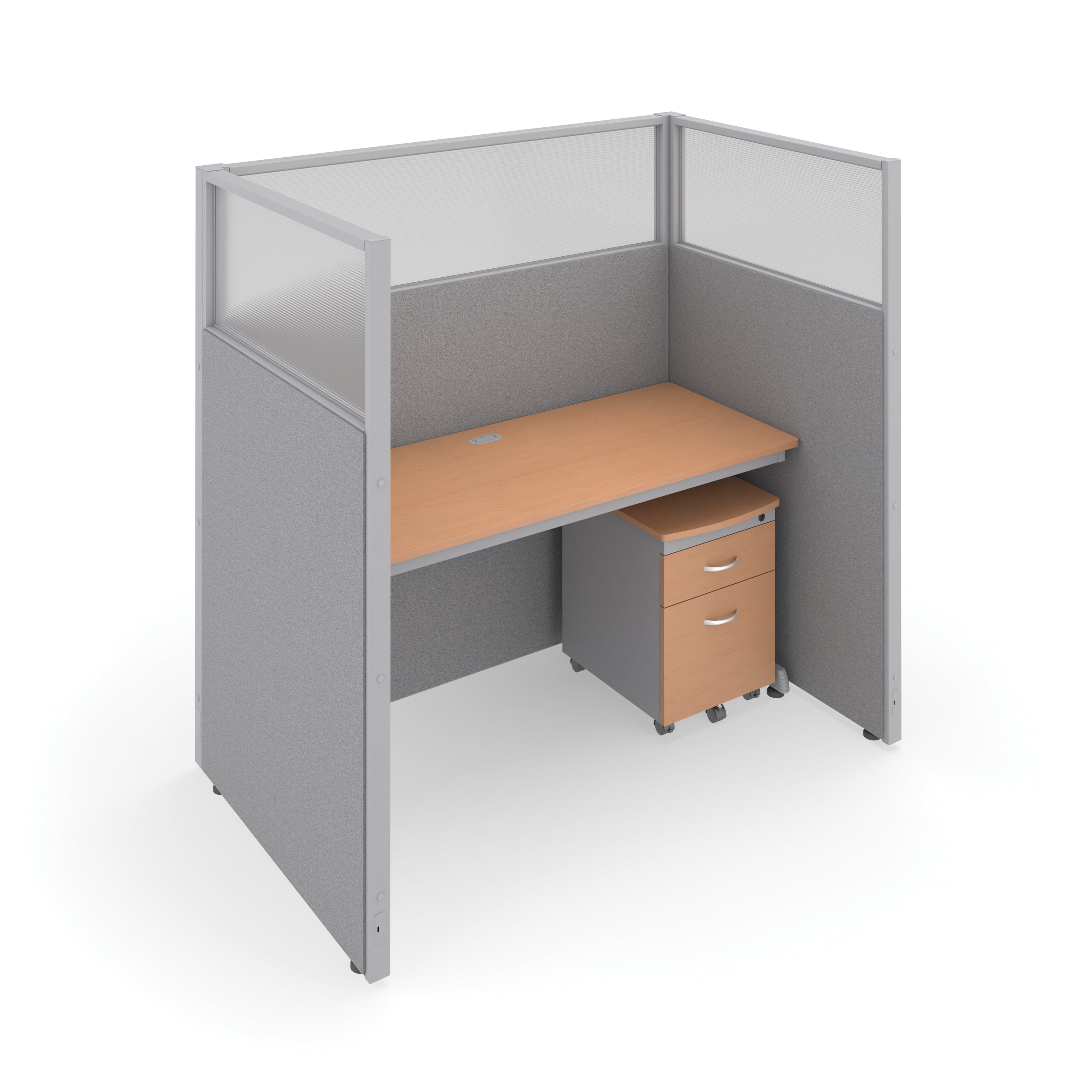 OFM RiZe 1 x 1 Privacy Workstation Unit in Gray and Maple - Walmart.com
