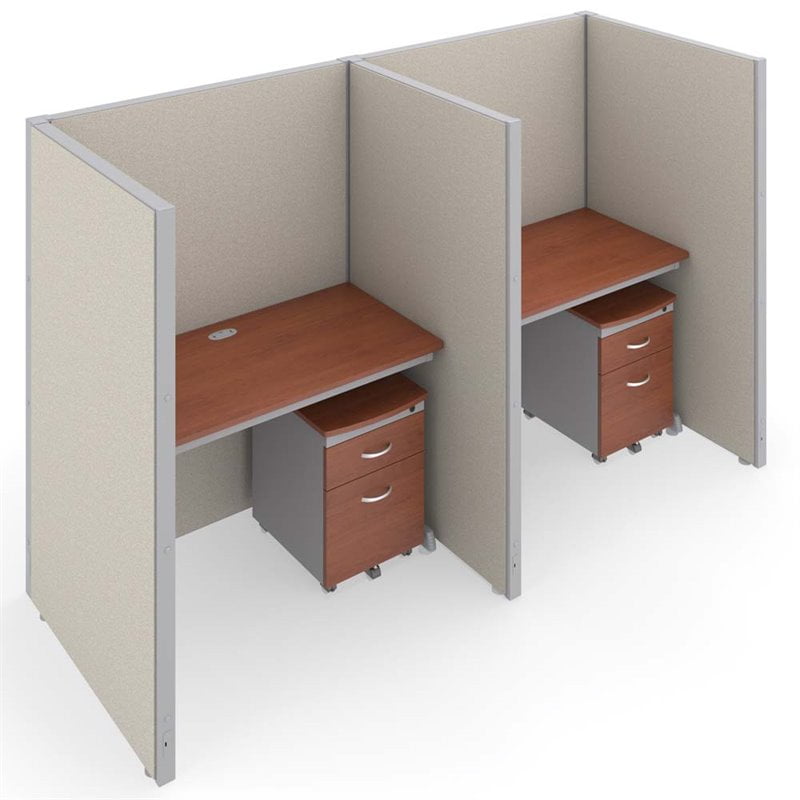 OFM RiZe 1 x 2 Privacy Workstation Unit in Gray Beige and Cherry ...