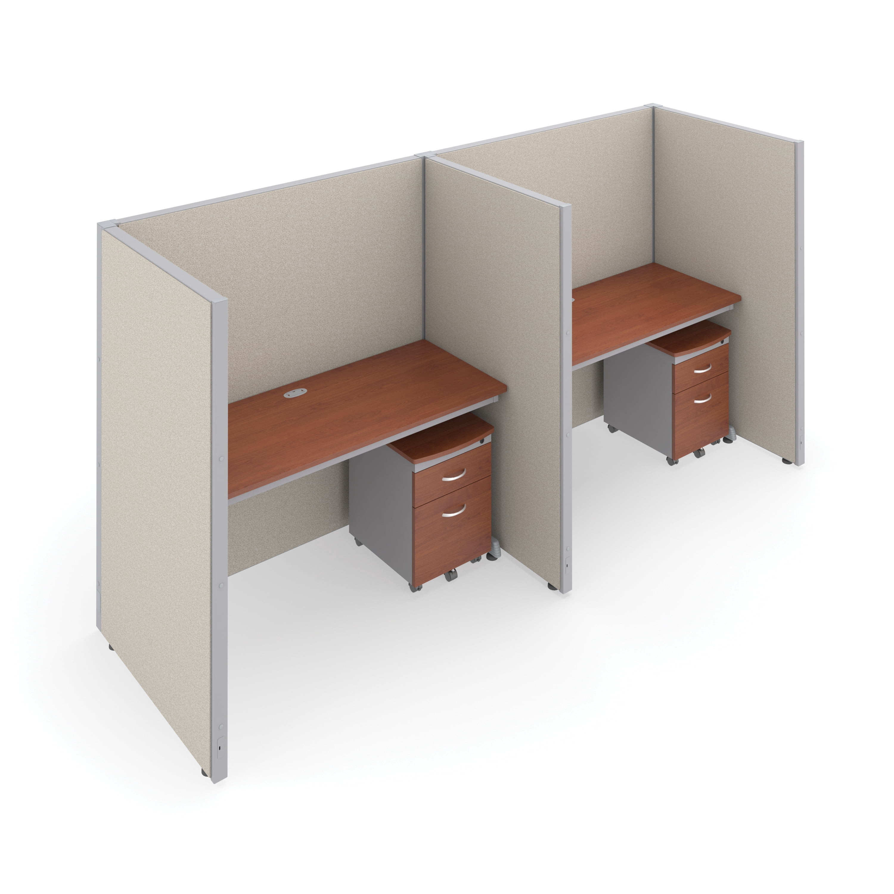 OFM RiZe 1 x 2 Privacy Workstation Unit in Gray Beige and Cherry ...