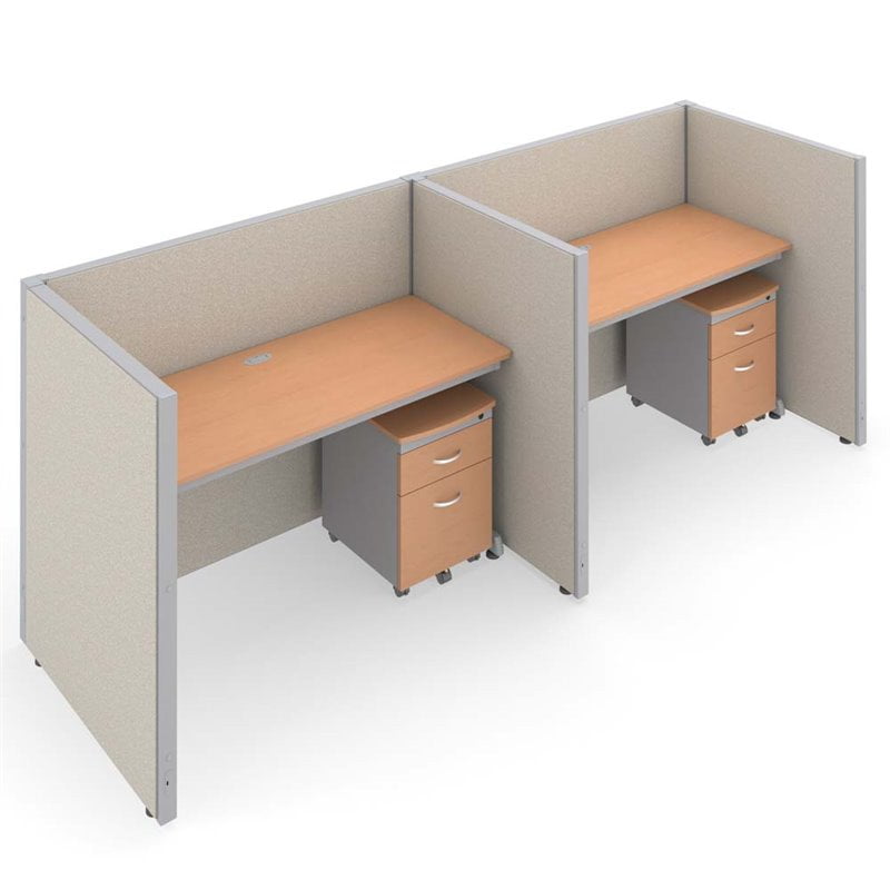 OFM RiZe 1 x 2 Privacy Workstation Unit in Gray Beige and Maple ...