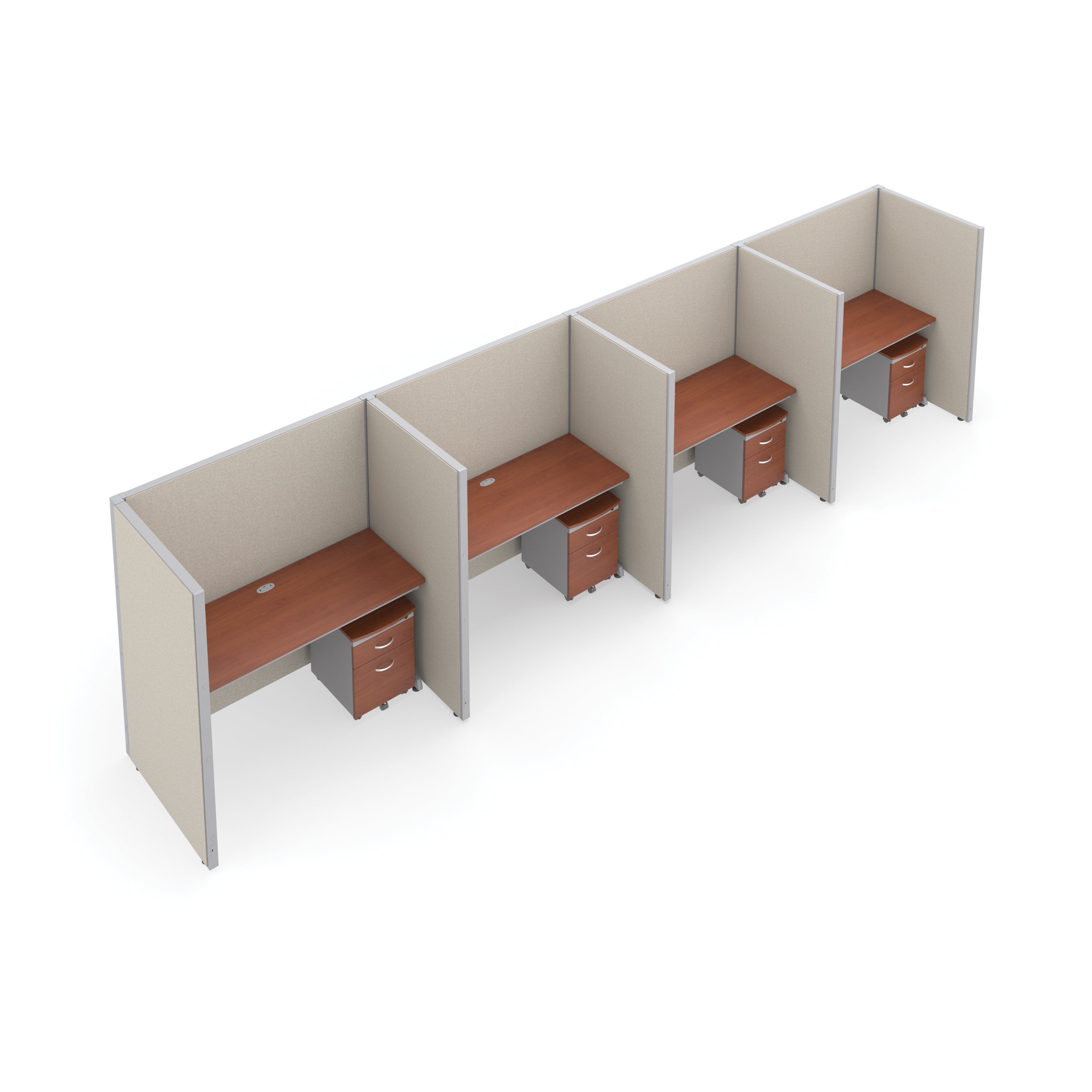 OFM RiZe 1 x 4 Privacy Workstation Unit in Beige and Cherry - Walmart.com