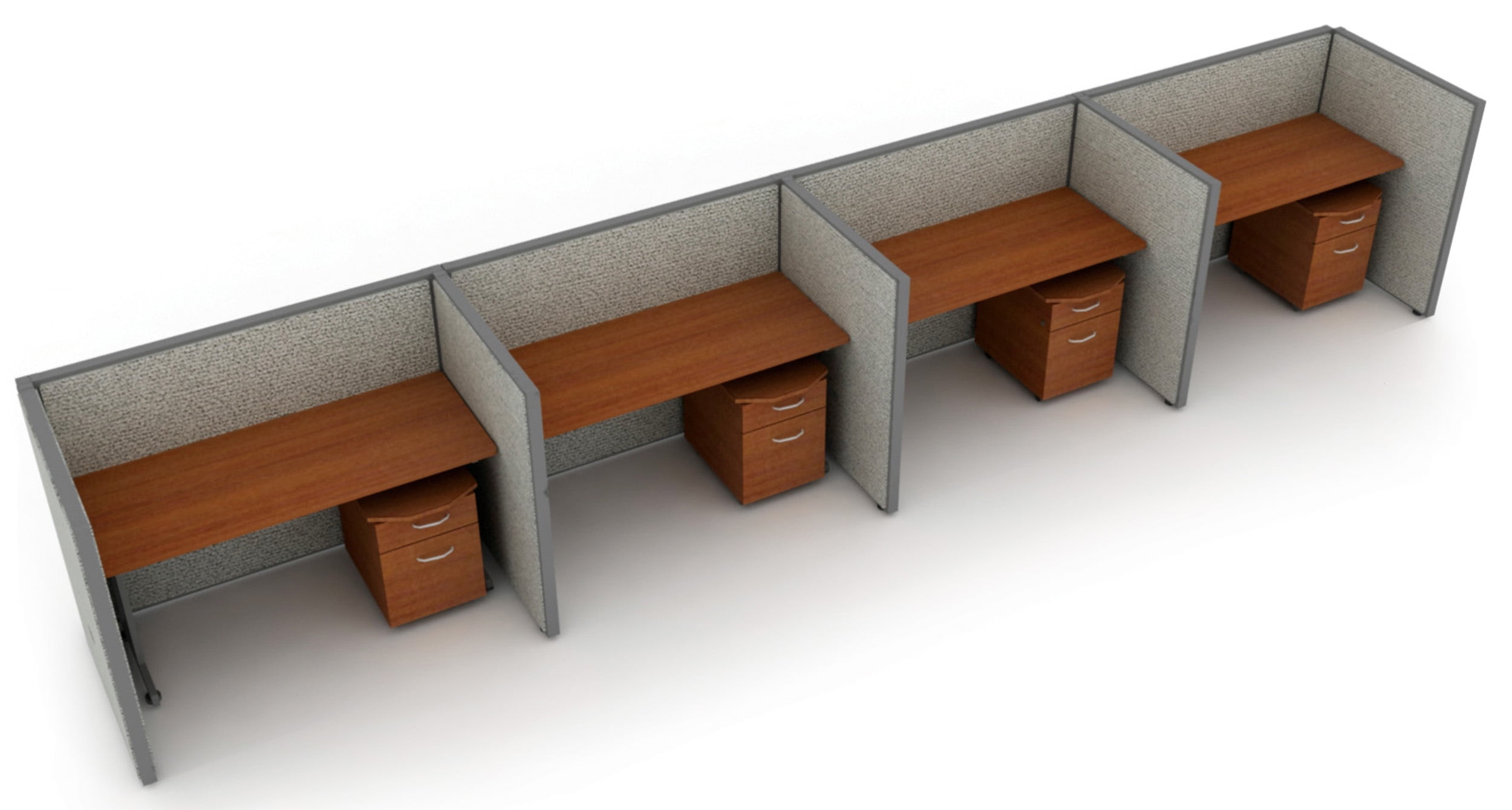 OFM RiZe 1 x 4 Privacy Workstation Unit in Gray and Cherry - Walmart.com
