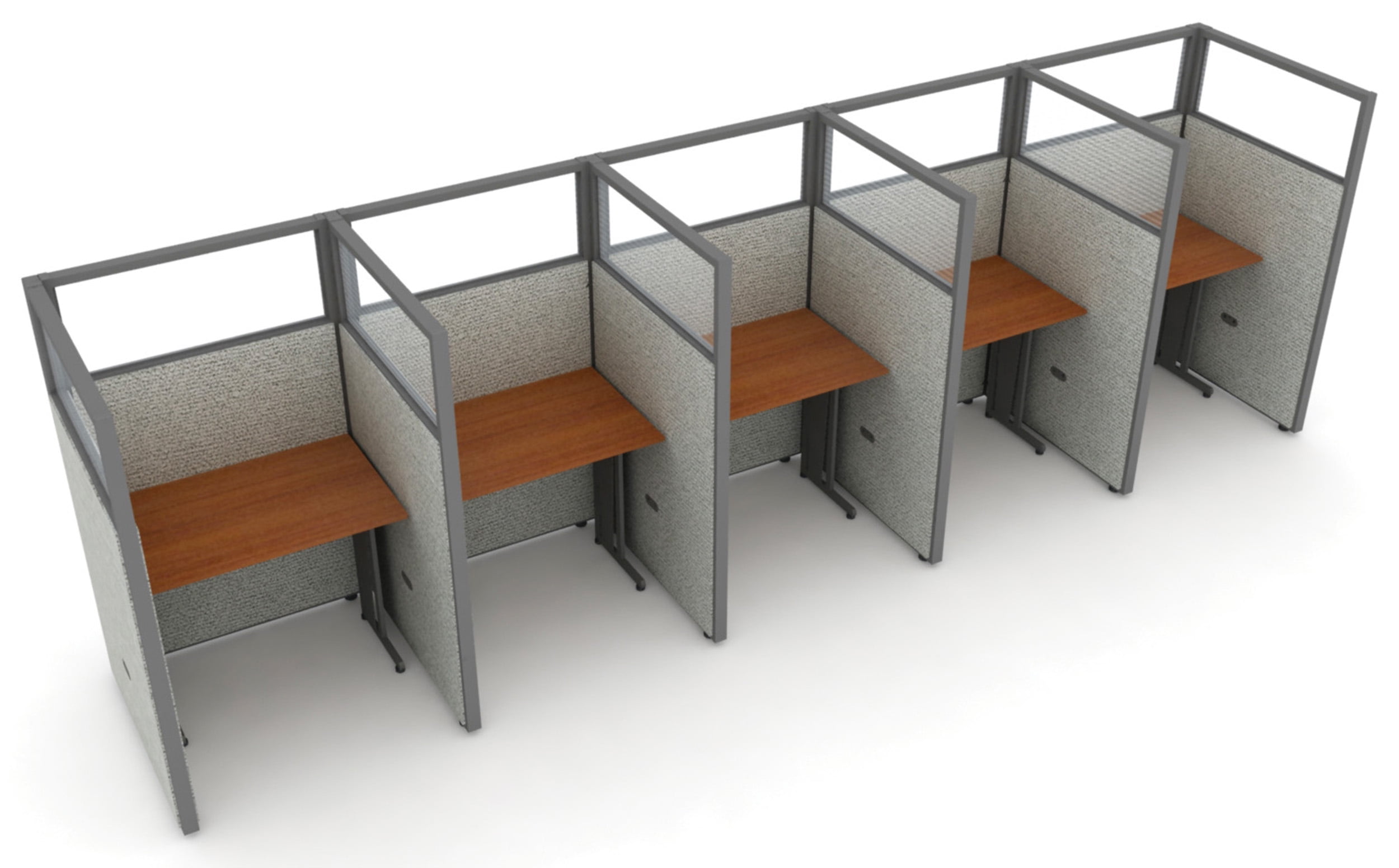 OFM RiZe 1 x 5 Privacy Workstation Unit in Gray and Cherry - Walmart.com