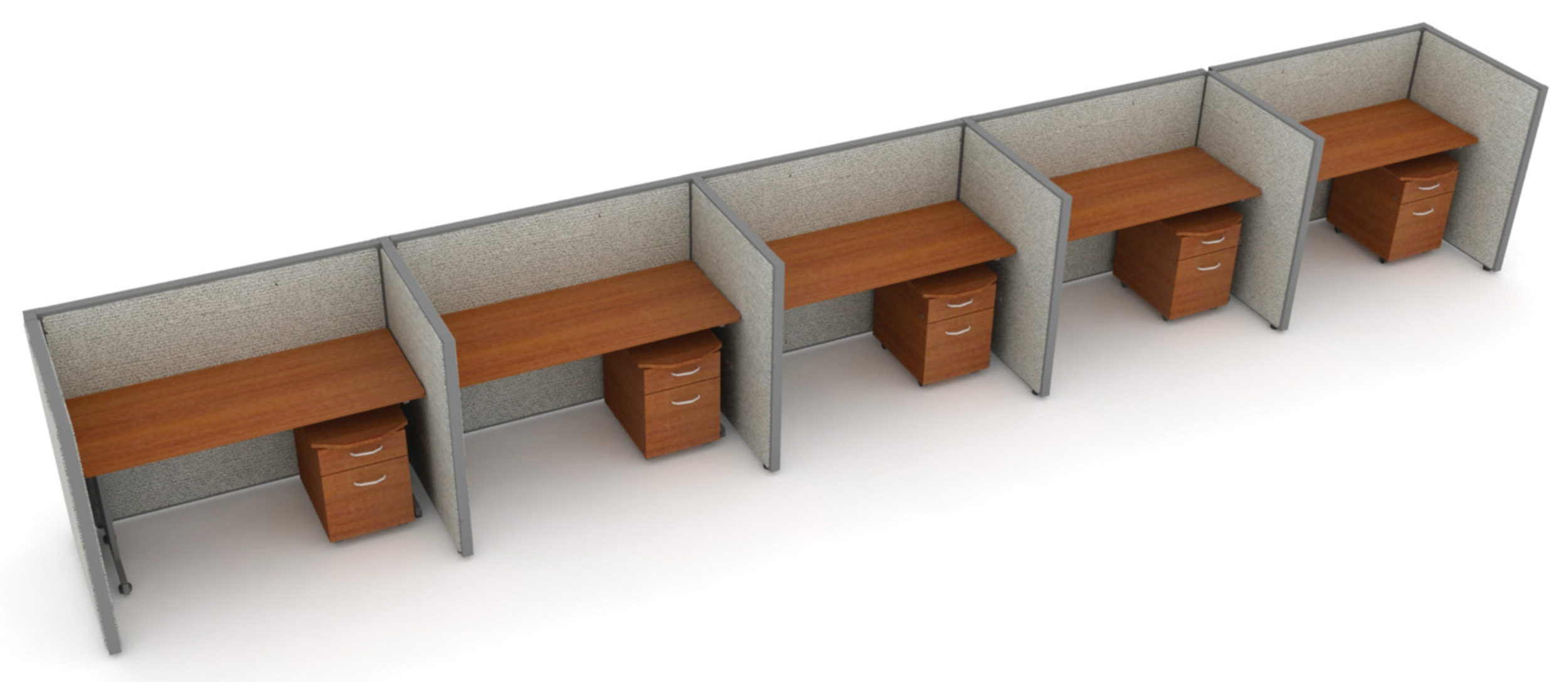 OFM RiZe 1 x 5 Privacy Workstation Unit in Gray and Cherry - Walmart.com