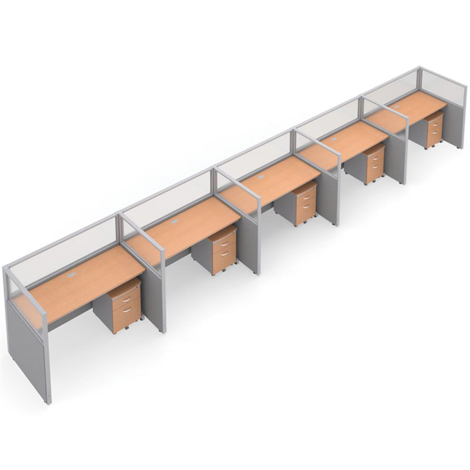 OFM RiZe 1 x 5 Privacy Workstation Unit in Gray and Maple - Walmart.com