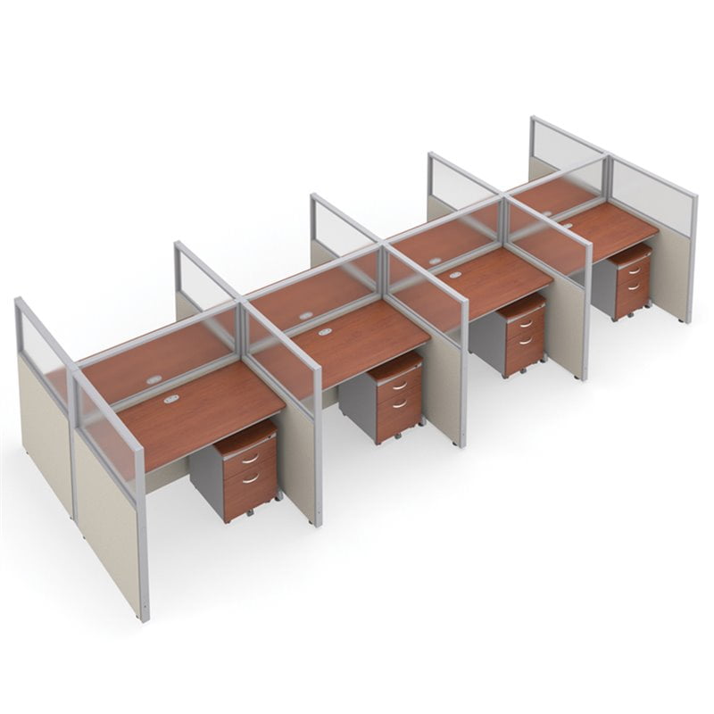 OFM RiZe 2 x 4 Privacy Workstation Unit in Beige and Cherry - Walmart.com