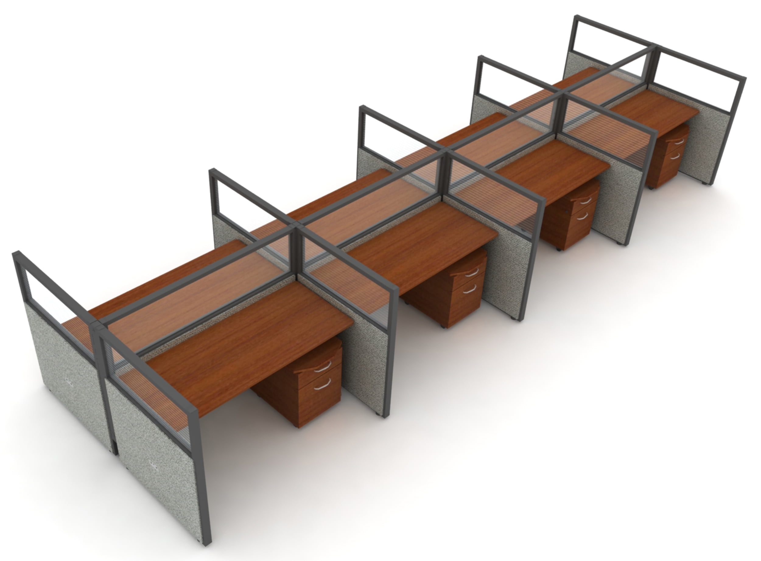 OFM RiZe 2 x 4 Privacy Workstation Unit in Gray and Cherry - Walmart.com