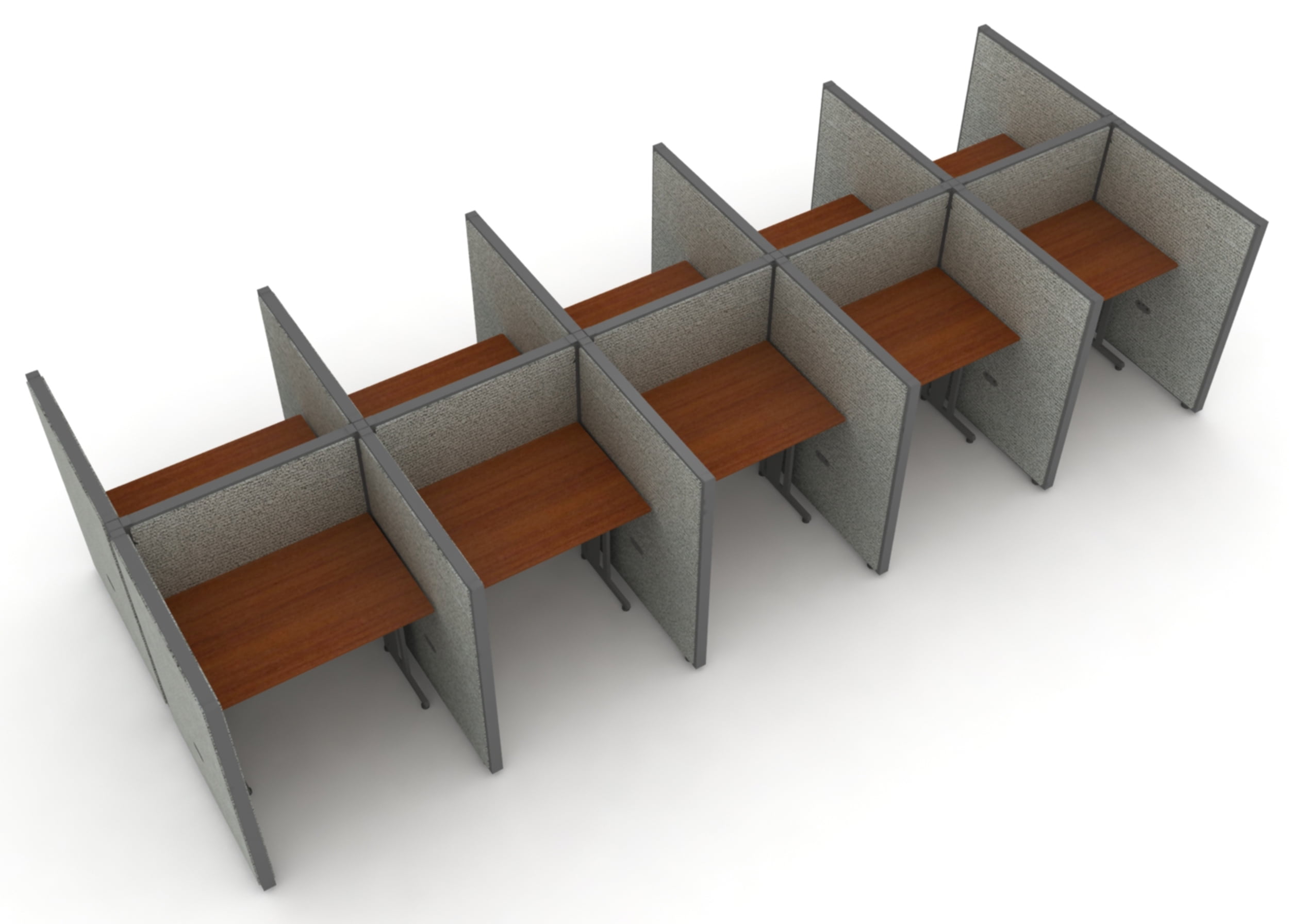 OFM RiZe 2 x 5 Privacy Workstation Unit in Gray and Cherry - Walmart.com