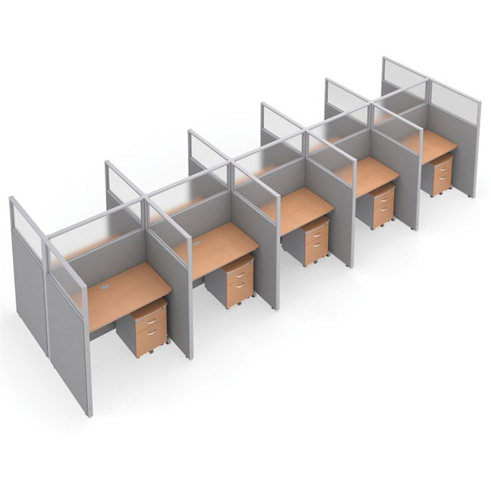 OFM RiZe 2 x 5 Privacy Workstation Unit in Gray and Maple - Walmart.com