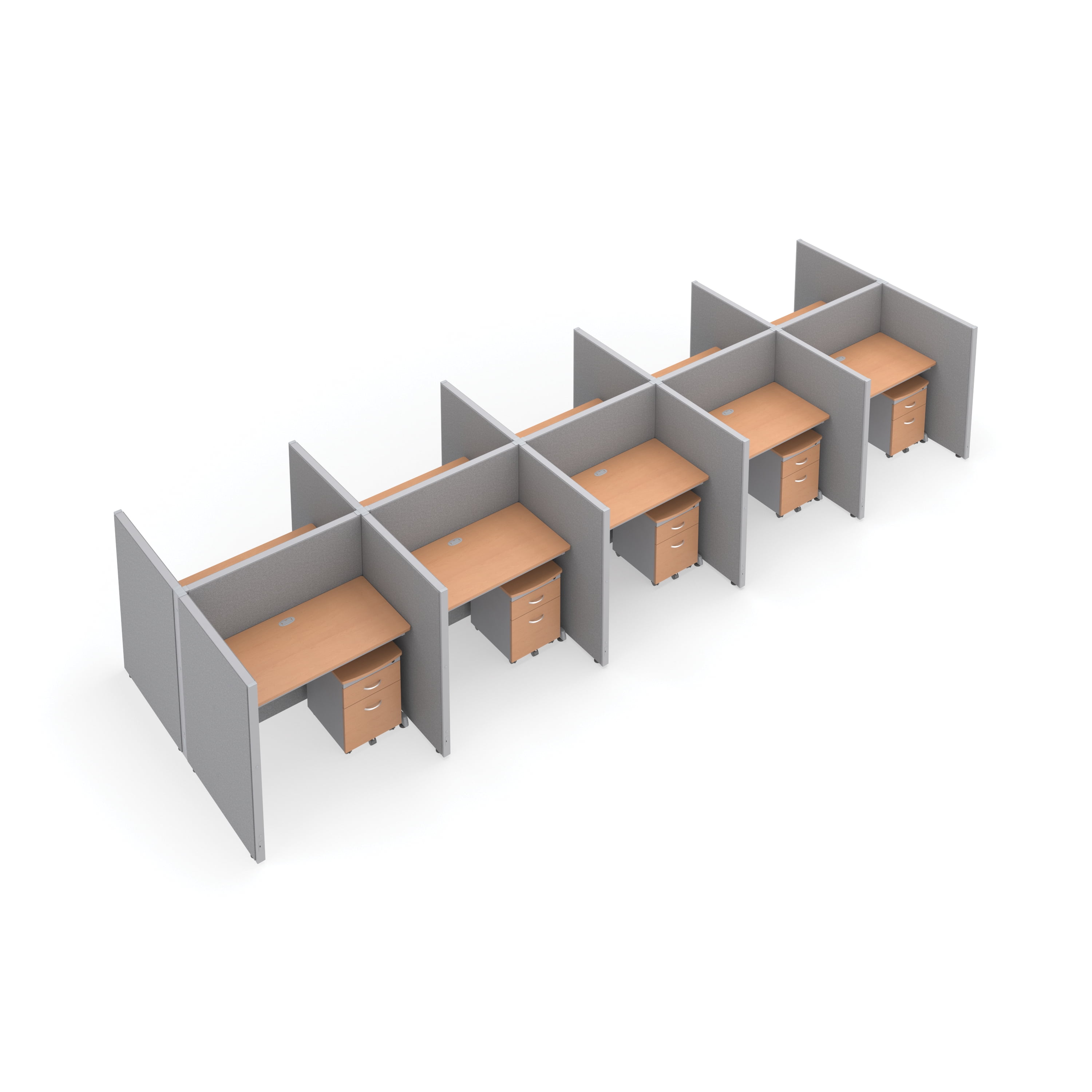 OFM RiZe 2 x 5 Privacy Workstation Unit in Gray and Maple - Walmart.com