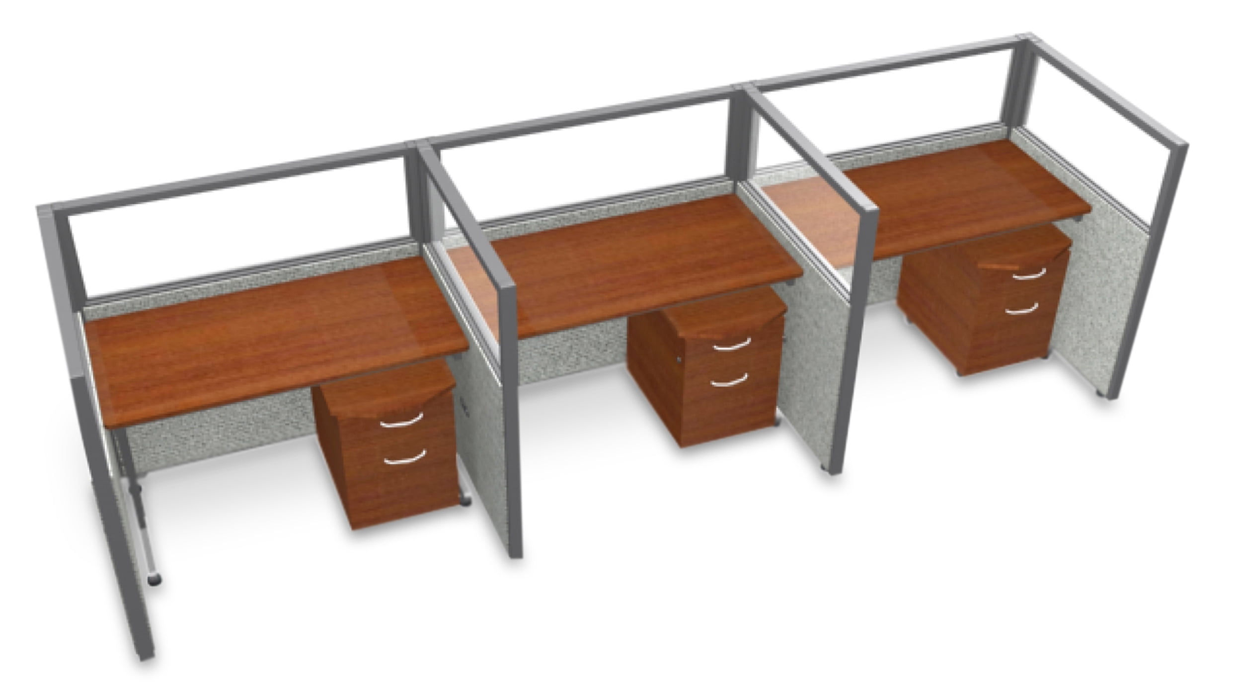 OFM RiZe Series 47" x 48" 3-Unit Privacy Station Panel System with ...