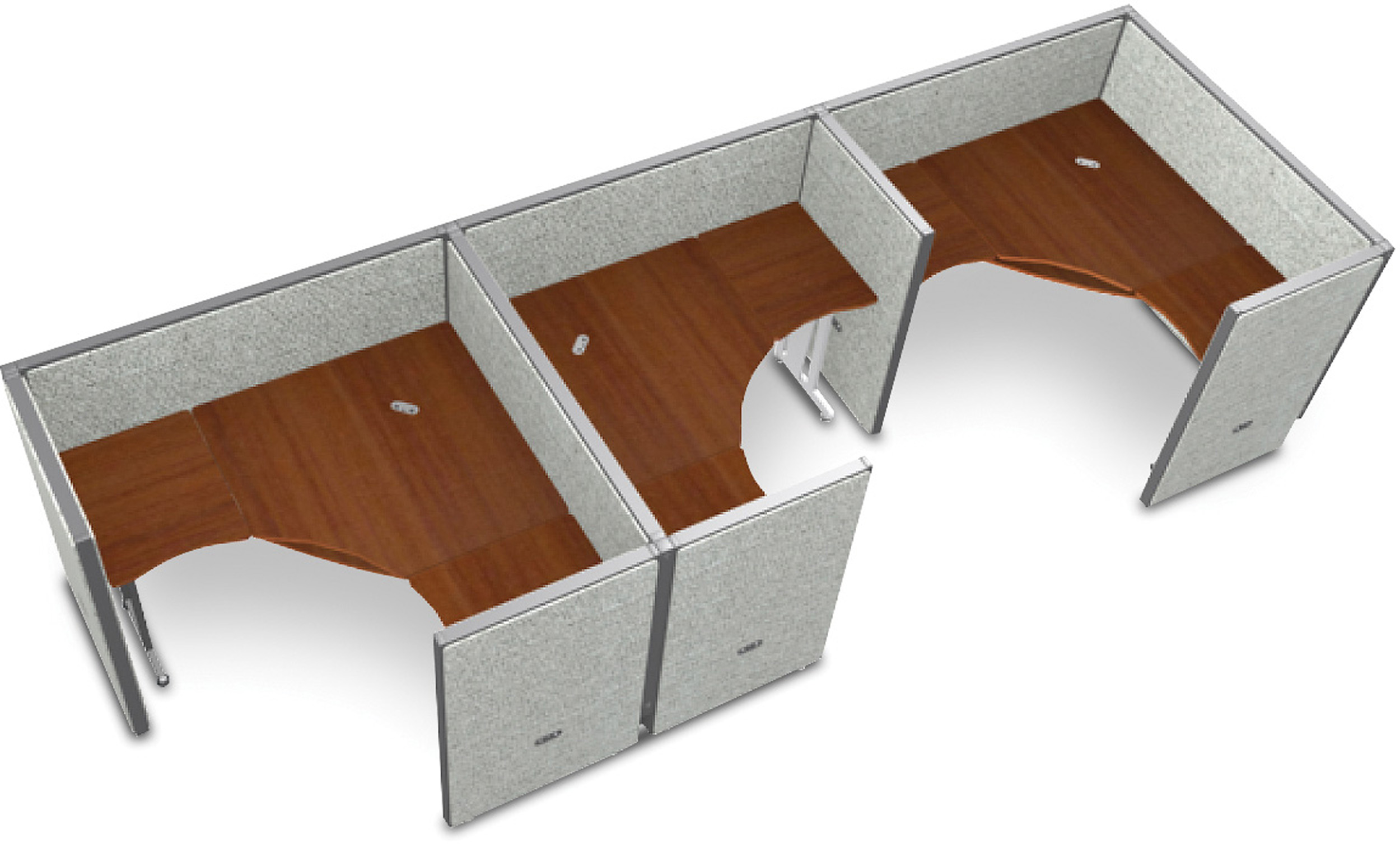 OFM RiZe Series 47" x 60" 3-Unit Workstation Kit, 1 x 3 Configuration ...