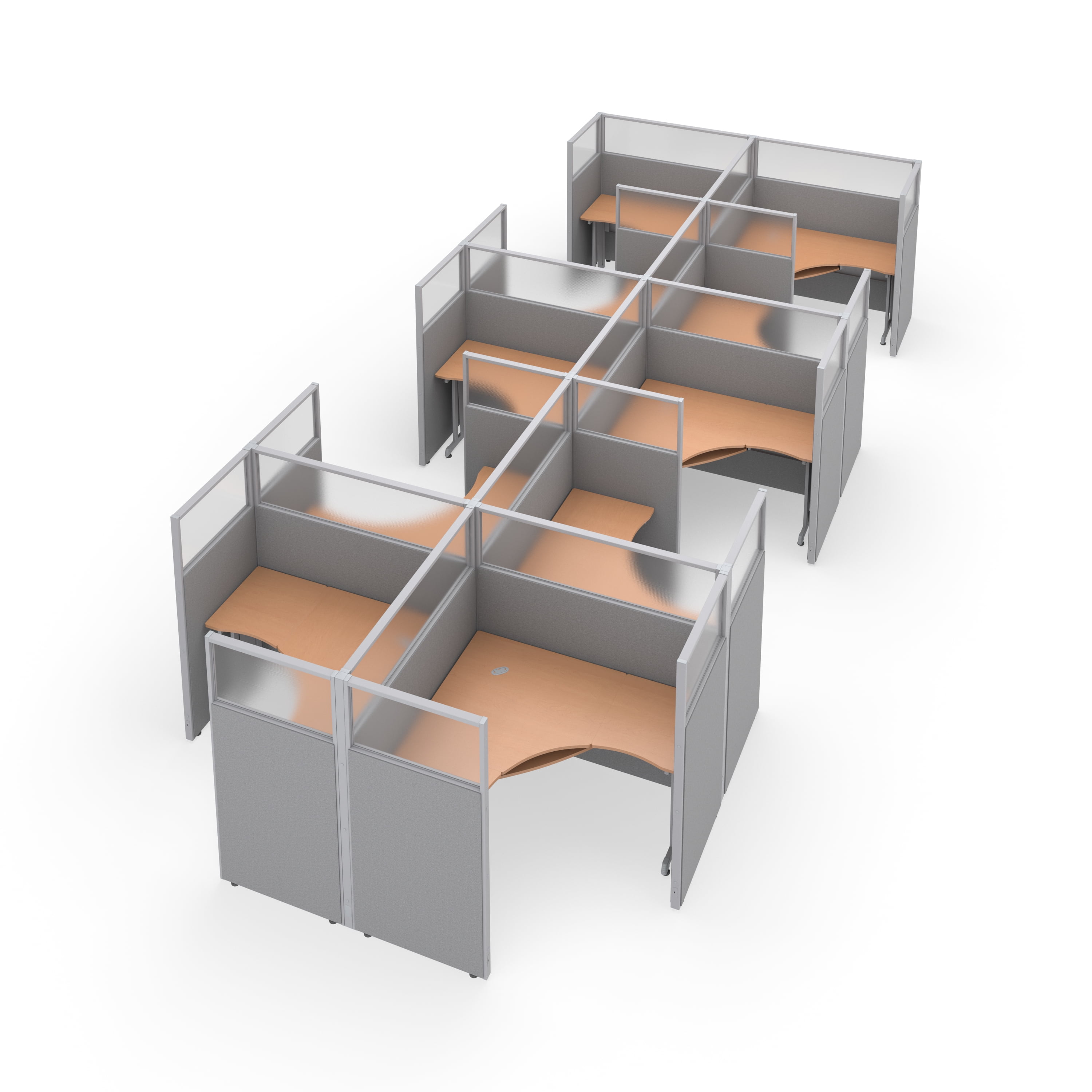 OFM RiZe Series 63" x 60" 1-Unit Vinyl Panel with Translucent Top ...