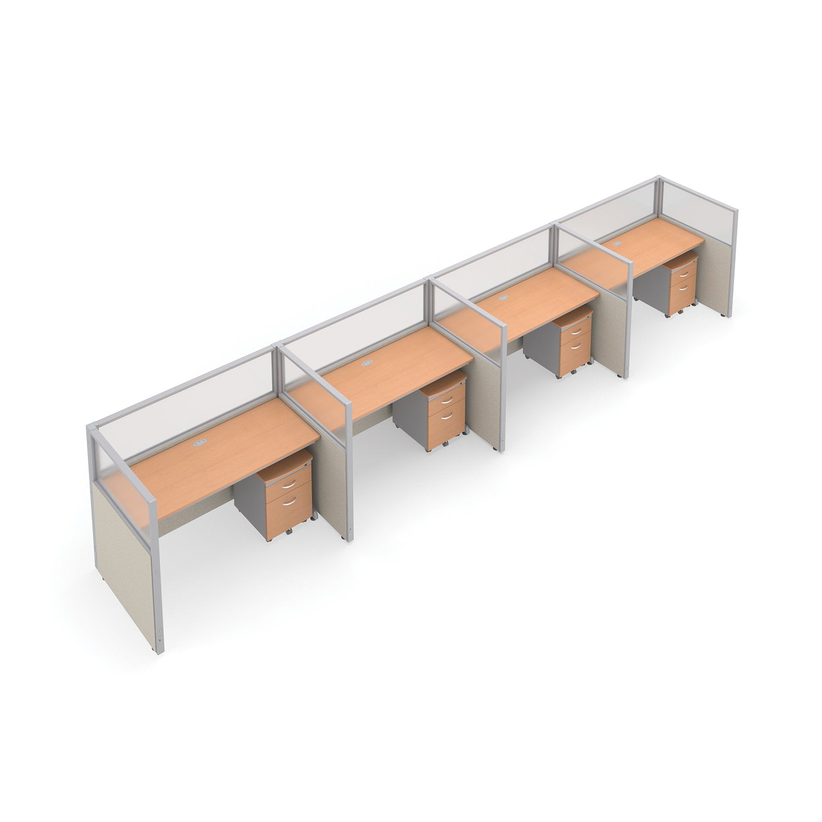 OFM Rize Model T 4 Unit Linear Vinyl/Polycarbonate Computer Workstation ...