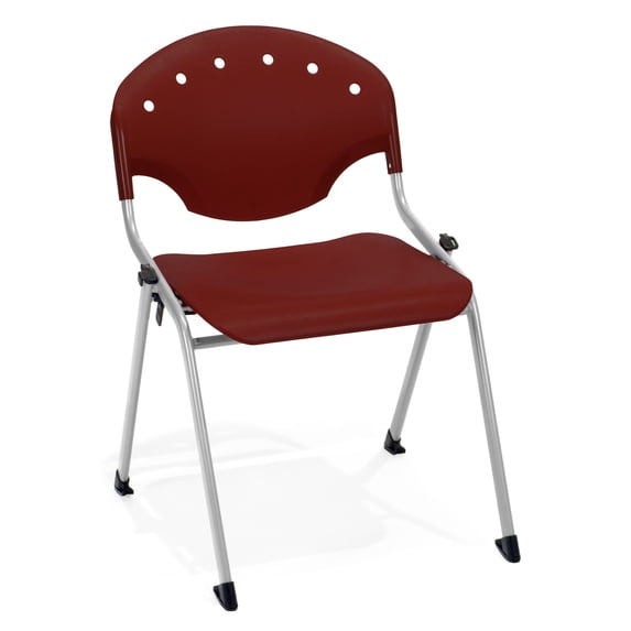 OFM Stack Stacking Chair No Arms in Silver and Burgundy - Walmart.com