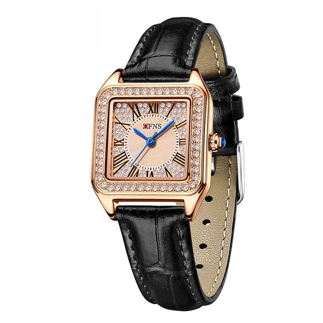 OFN Women's Quartz Watch Roman Scale Square Watchs Fashion Diamonds ...