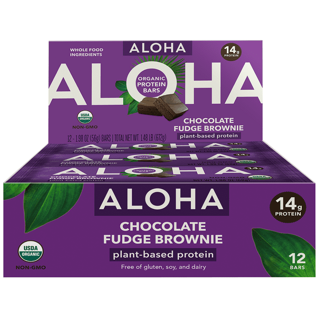 Aloha - Plant-Based Protein Bar Chocolate Fudge Brownie - 1.9 oz ...