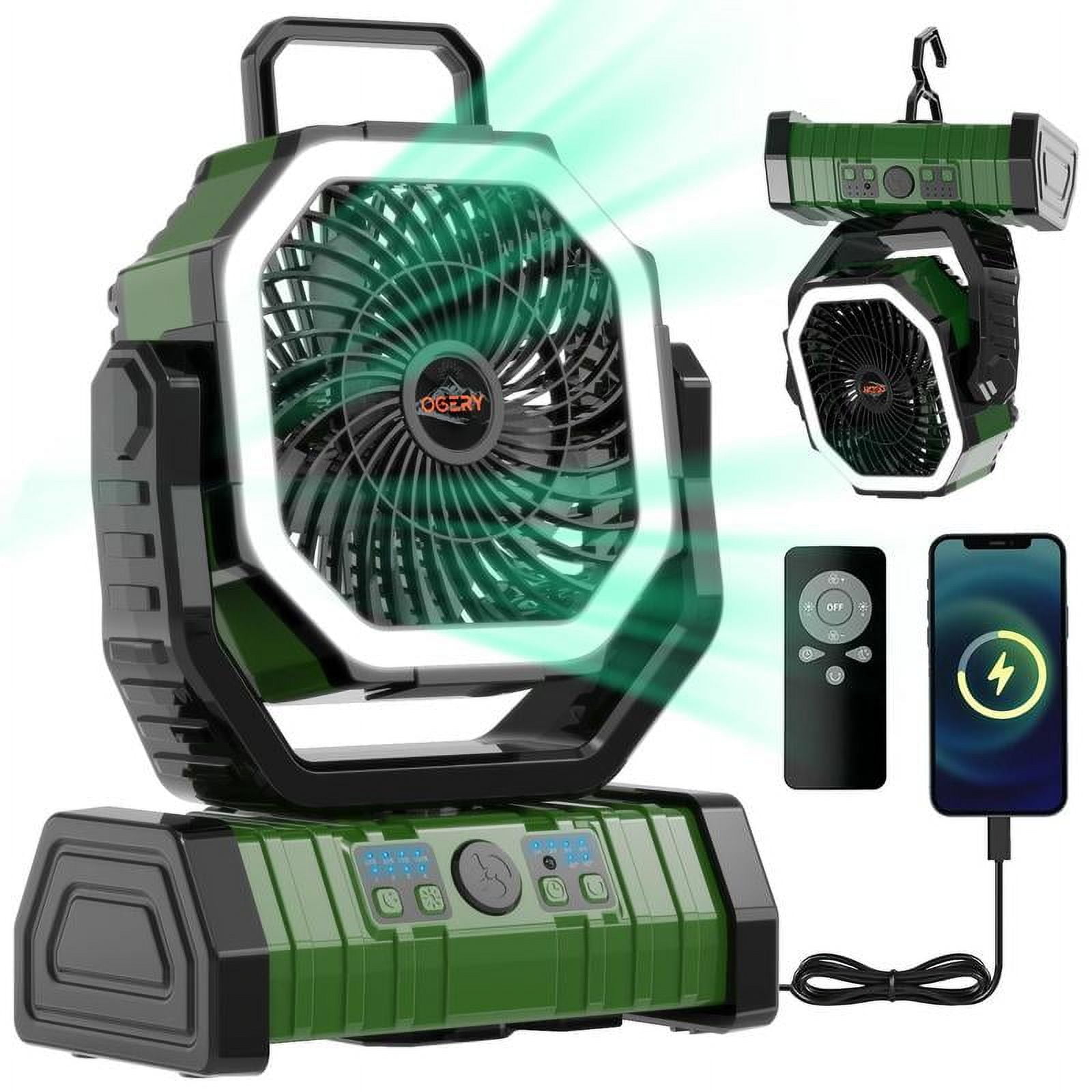 OGERY 20000mAh Rechargeable Camping Fan with LED Light, Portable Multi ...