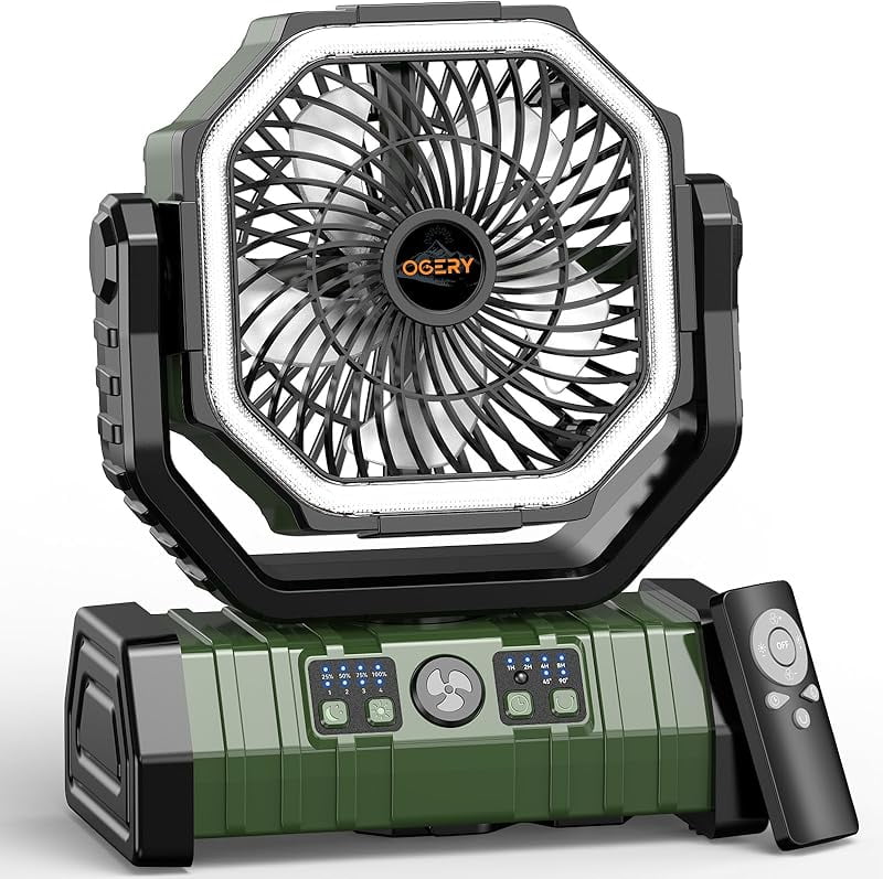 OGERY-20000mAh Rechargeable Camping Fan，Portable Battery Powered Fan ...