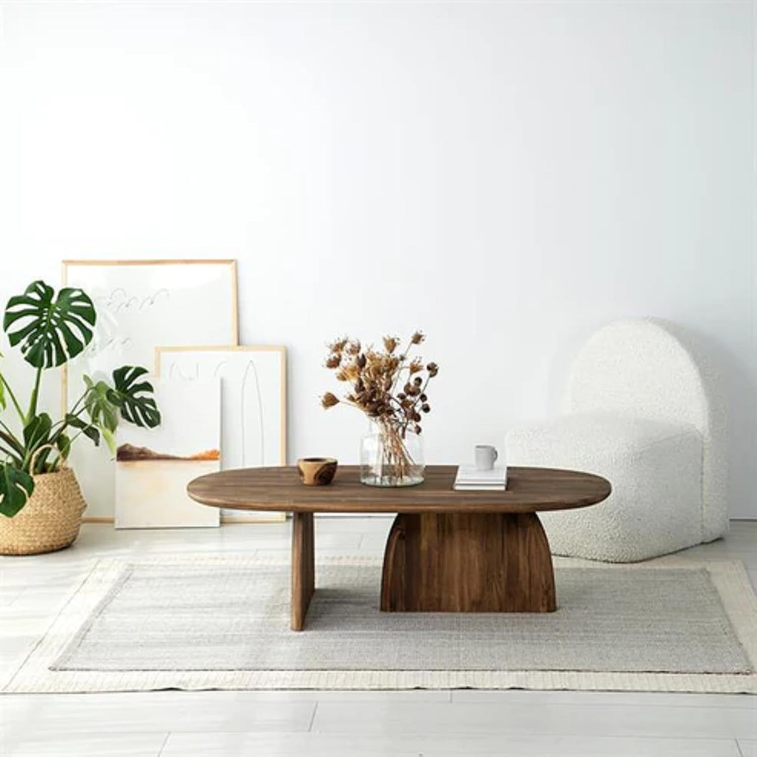 OGH Wooden Coffee Table Solid Wood Walnut Table Living Room Coffee ...