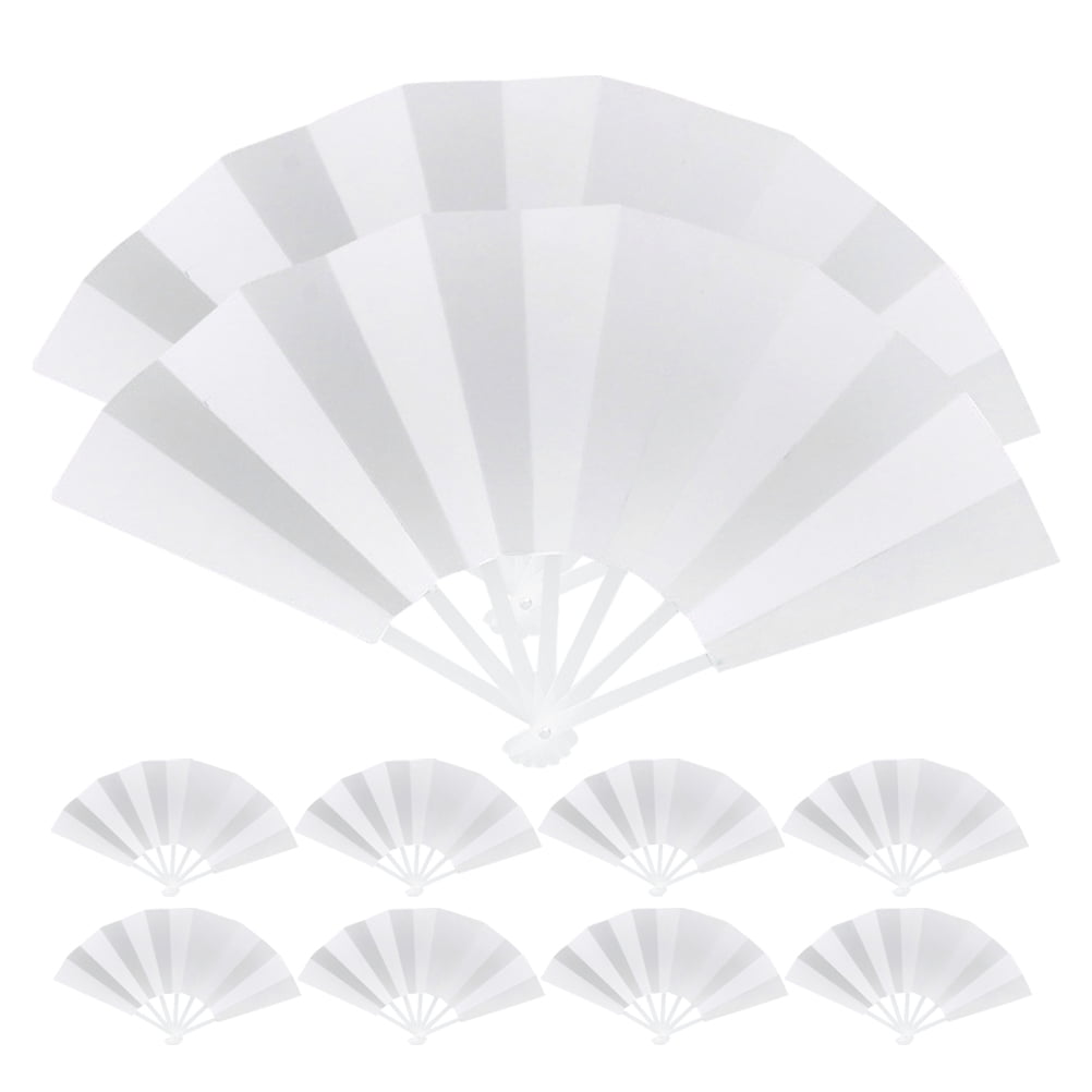 OGITUDE 10pcs Diy Paper Painting Fan Blank Fans Graffiti Fan Handheld ...