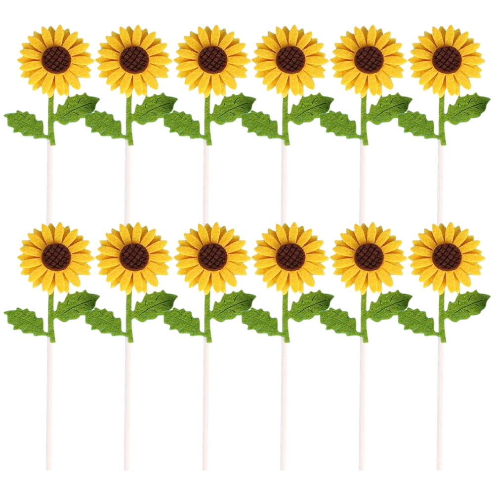 OGITUDE 12pcs Sunflower Cake Insert Toppers Sunflower Cupcake Toppers ...