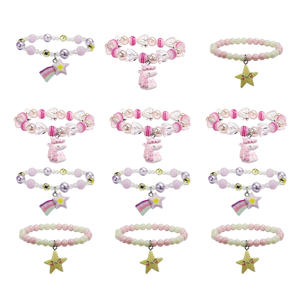 OGITUDE 4 Sets Elastic Beaded Bracelets Little Girls Plastic Bracelets ...