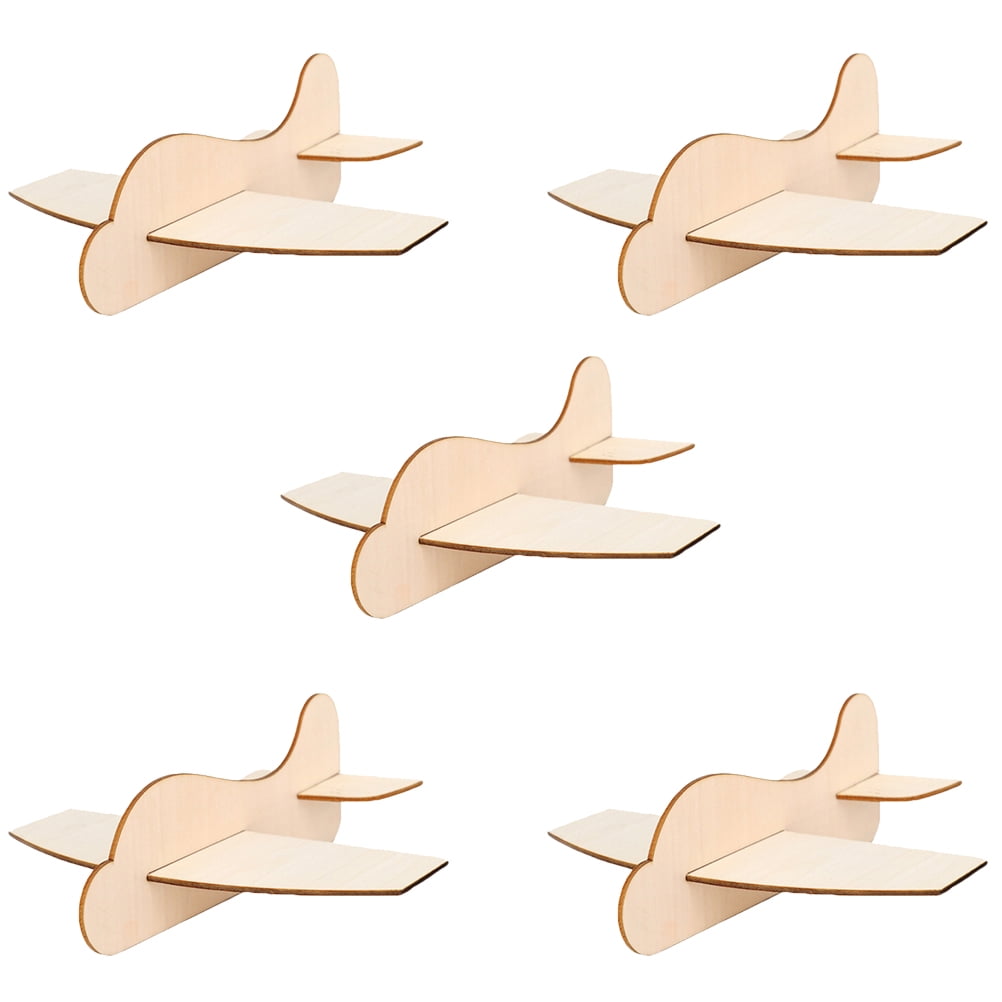 OGITUDE 5pcs Diy Assembled Airplane Unpainted Airplane Wood Unfinished ...