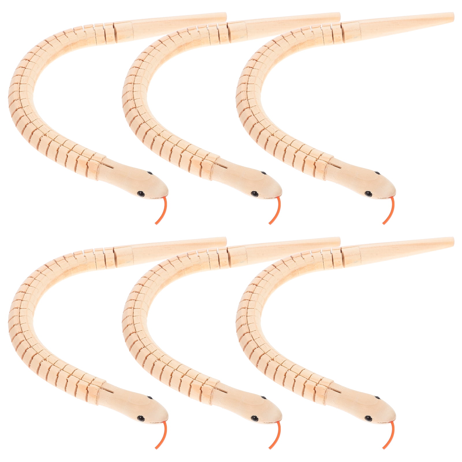 OGITUDE 6Pcs Wooden Snakes Unfinished Wooden Wiggly Snakes Jointed ...