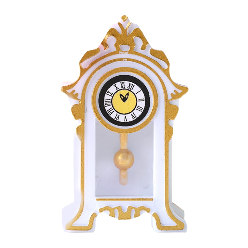 RENACLIPY Desk Decoration Clock Resin White Miniature Design 1Pcs 1.9x1 ...