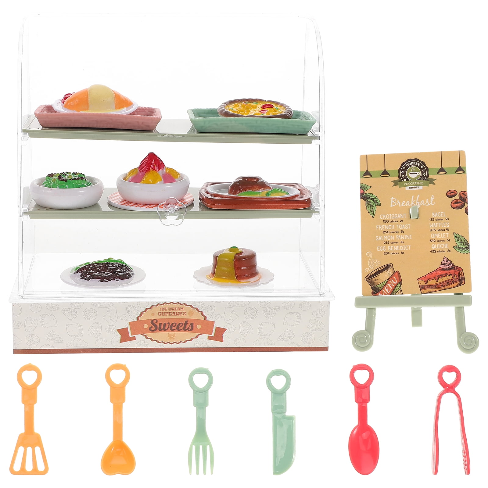 OGITUDE Miniature Bakery Cake Stand Dollhouse Cake Cabinet Toy ...