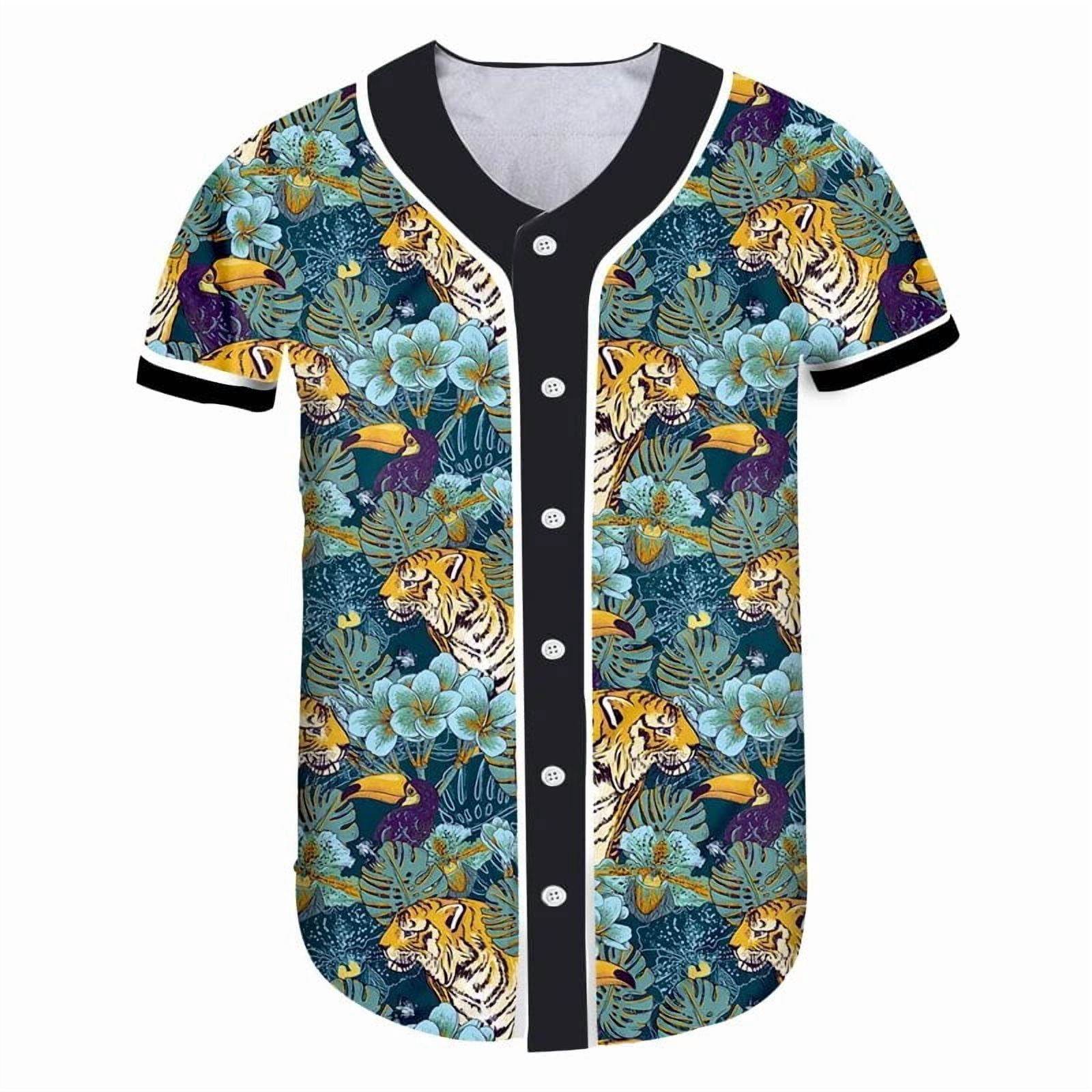 OGKB Baseball Uniform 3d Tiger Birds Leaves Pattern Animal Print ...