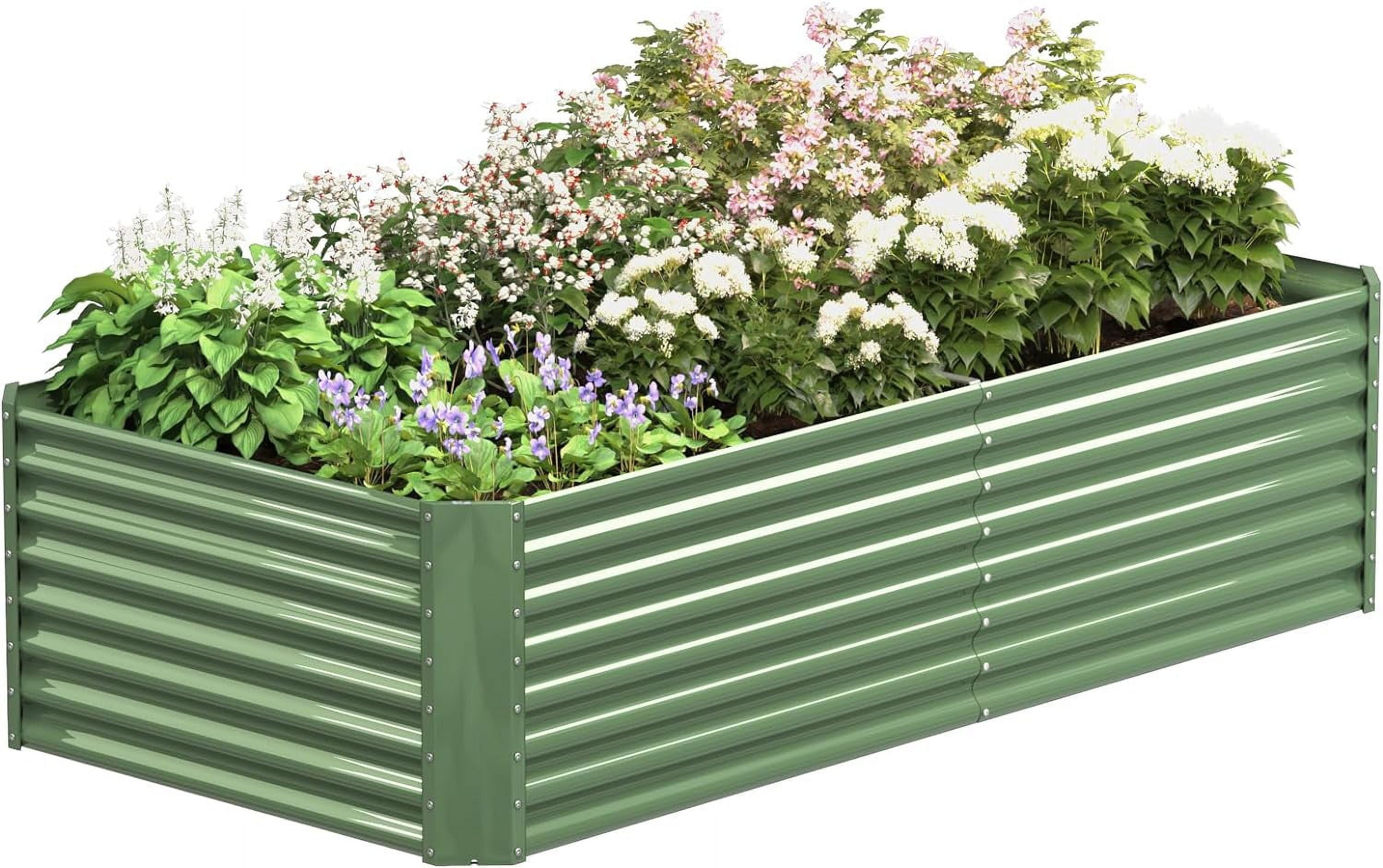 OGKBIR 8x4x2ft Galvanized Metal Raised Garden Bed for Vegetables ...