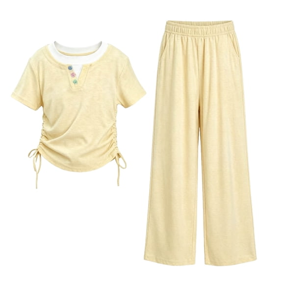 OGLCCG 2 Piece Outfits for Girls Matching Summer Lounge Set Side ...