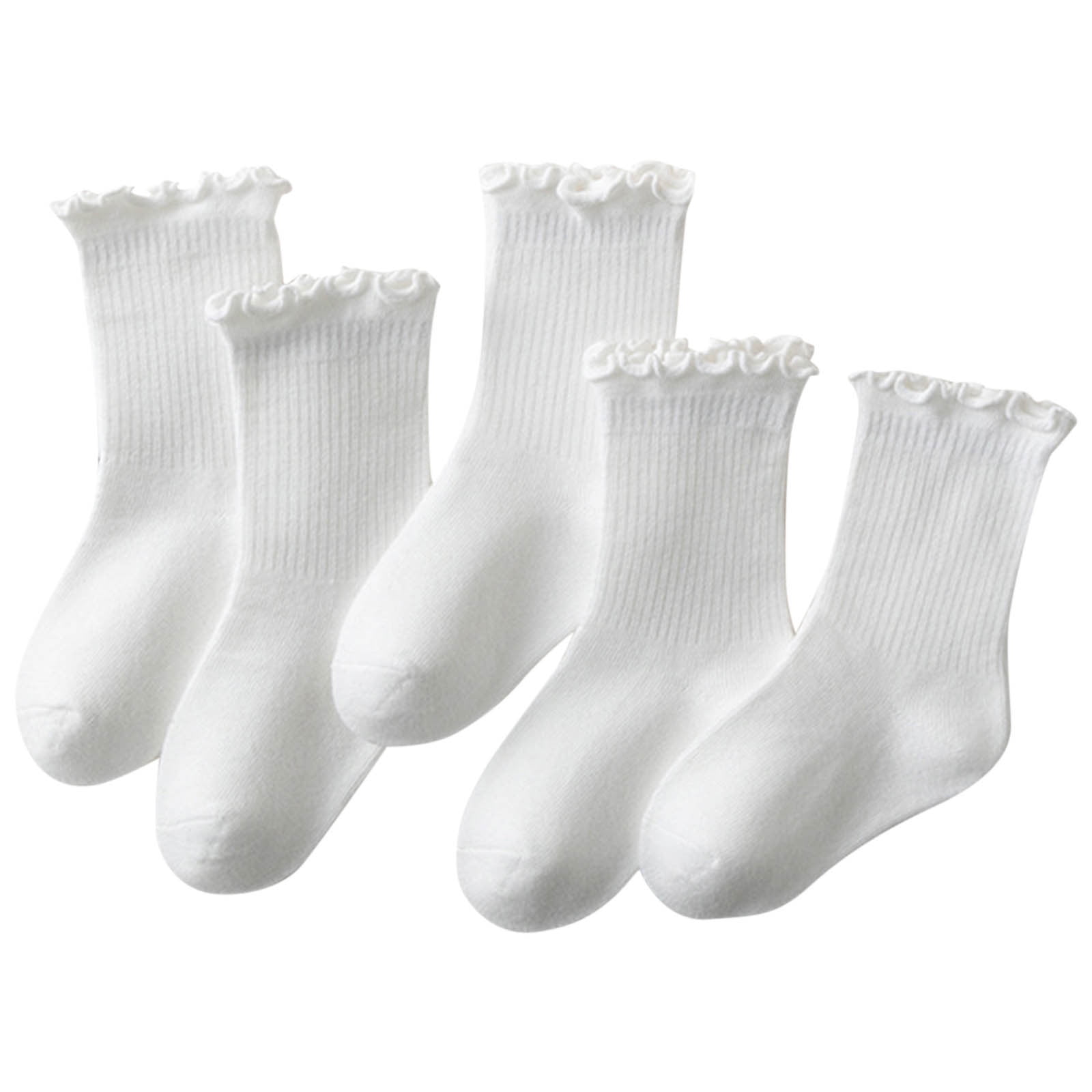 OGLCCG 5 Pairs Girls Ruffle Socks Toddler Cotton Frilly Turn-Cuff ...