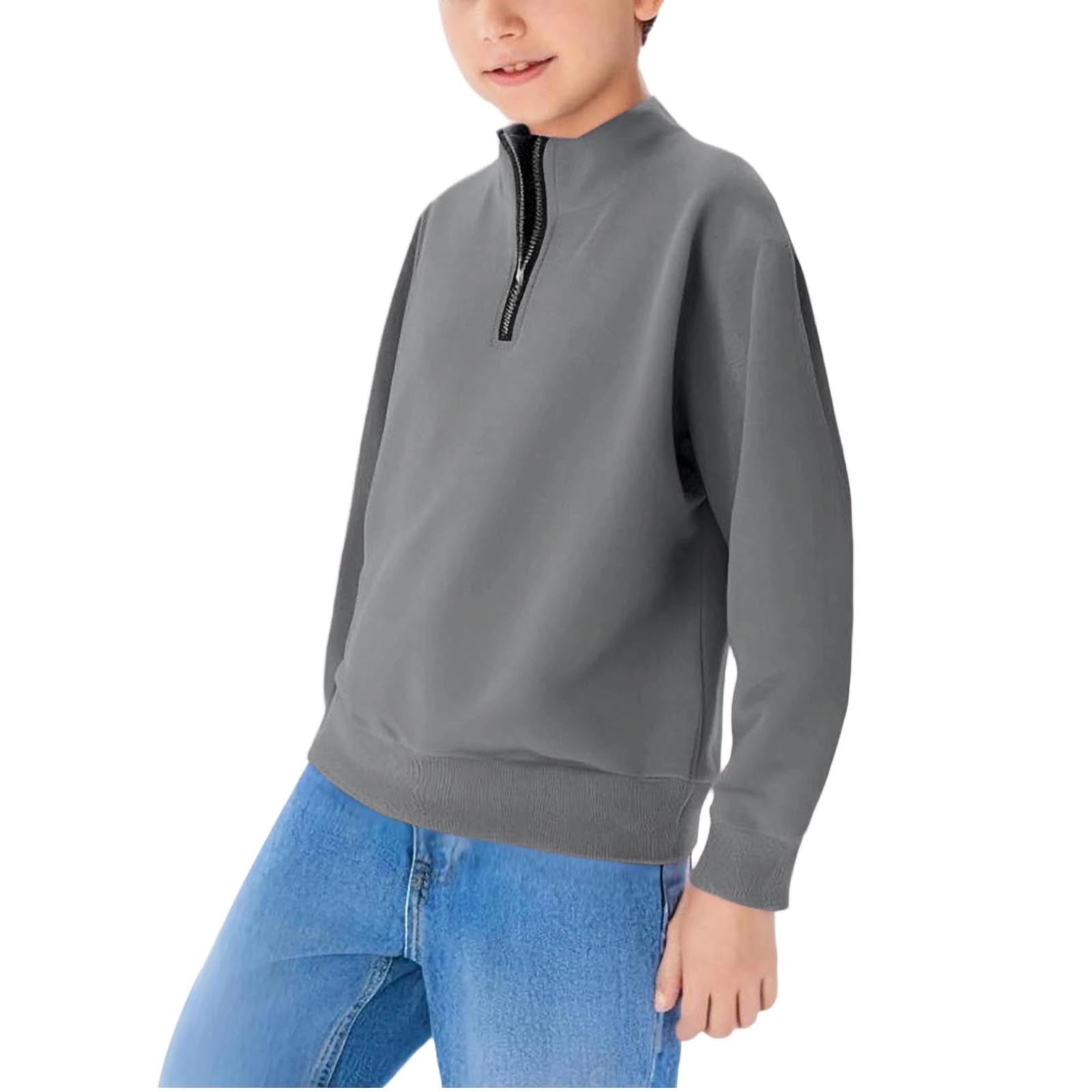 OGLCCG Boys 1/4 Zip Fleece Lined Sweatshirt Soft Loose Fit Stand Collar ...