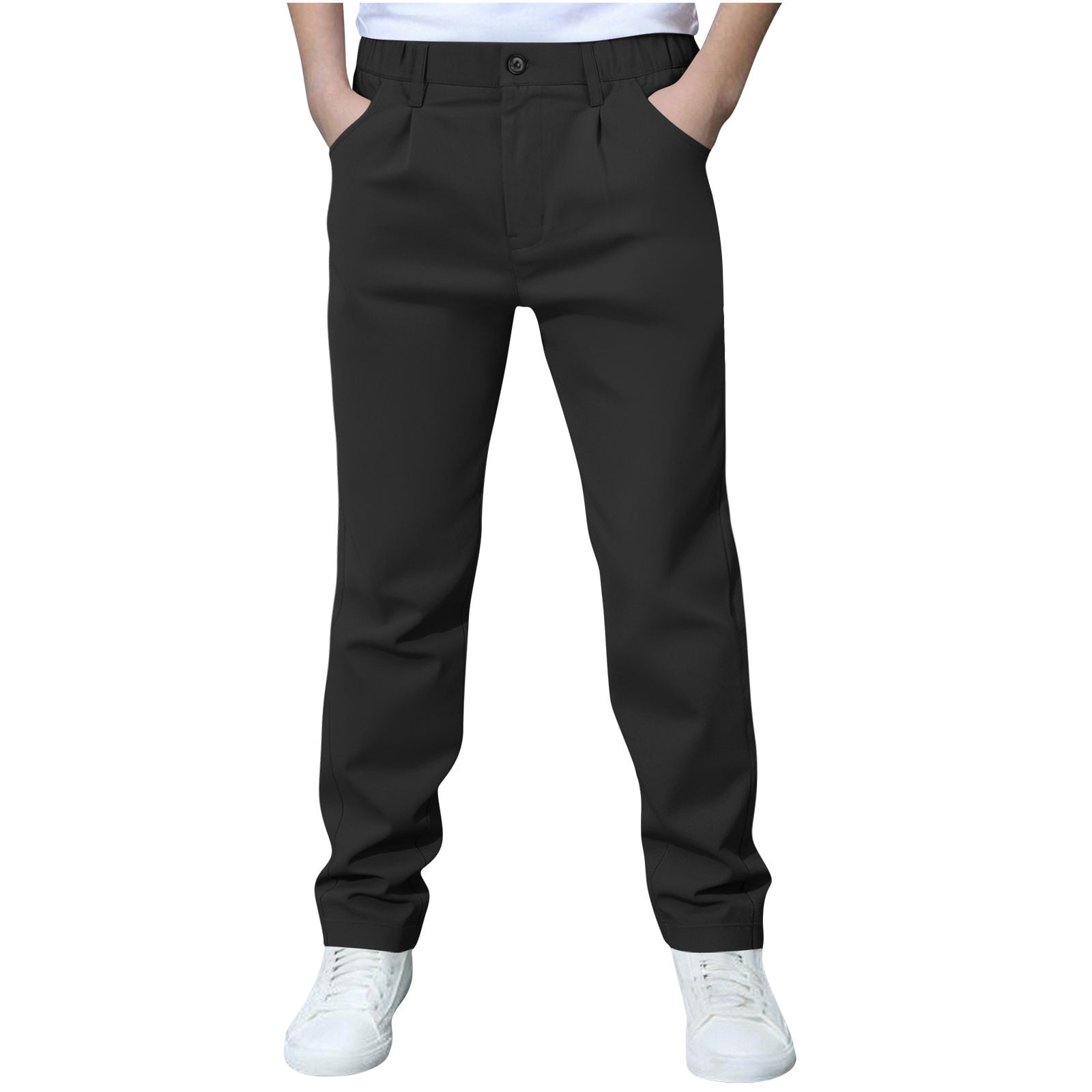 OGLCCG Boys Straight Leg Dress Pants Kids Elastic Waist Stretch School ...