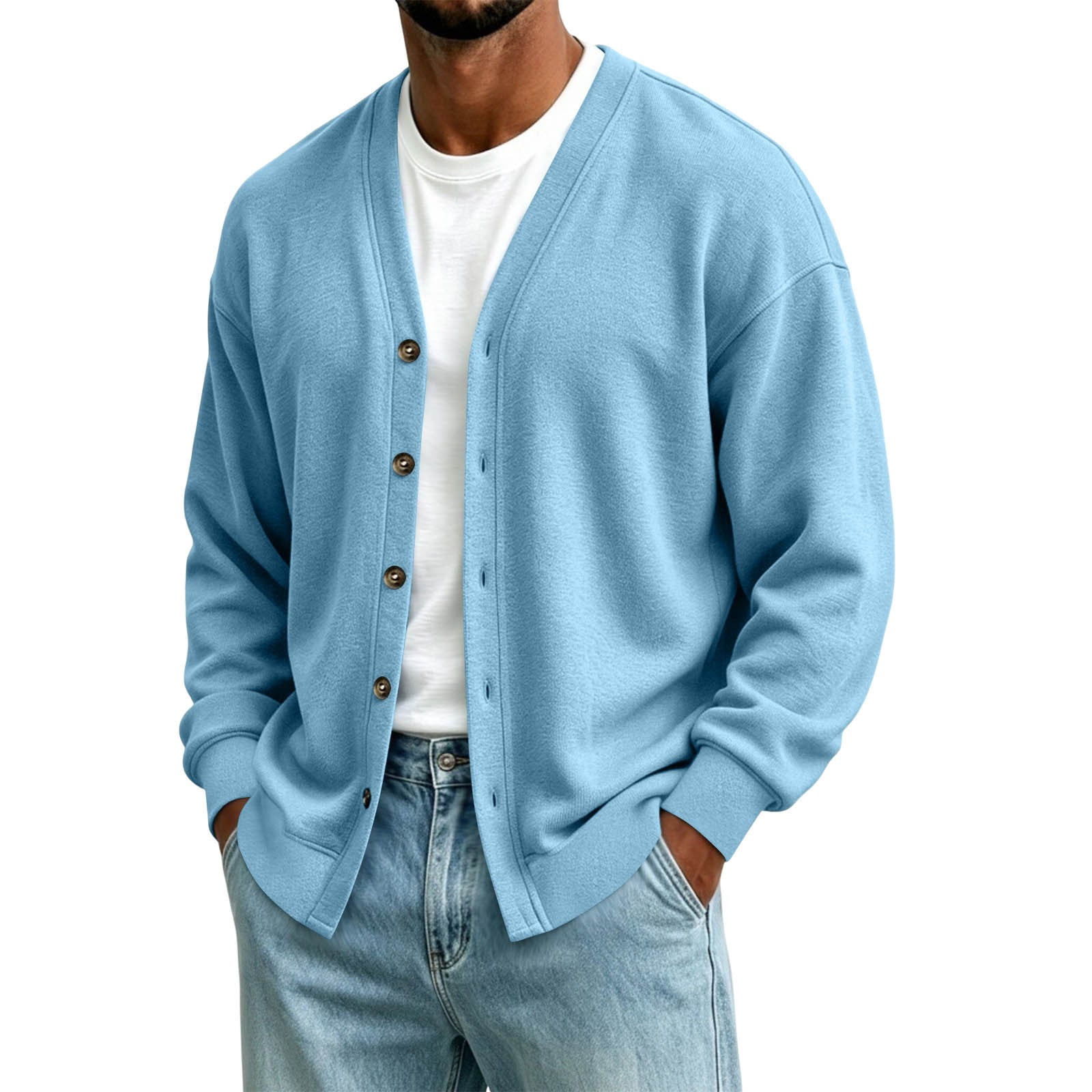 OGLCCG Cardigan Sweater Mens V Neck Button Down Soft Open Front ...