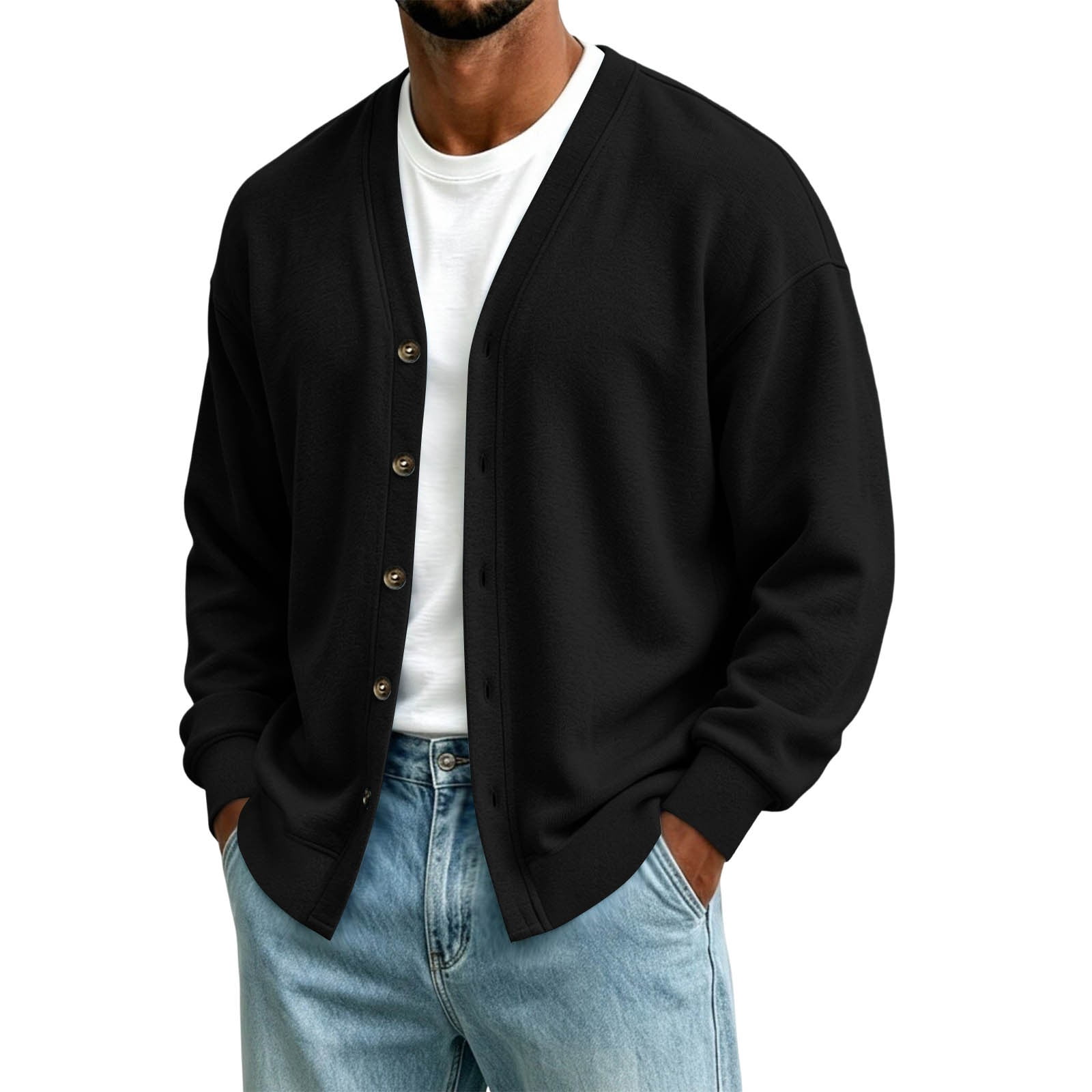 OGLCCG Cardigan Sweater Mens V Neck Button Down Soft Open Front ...